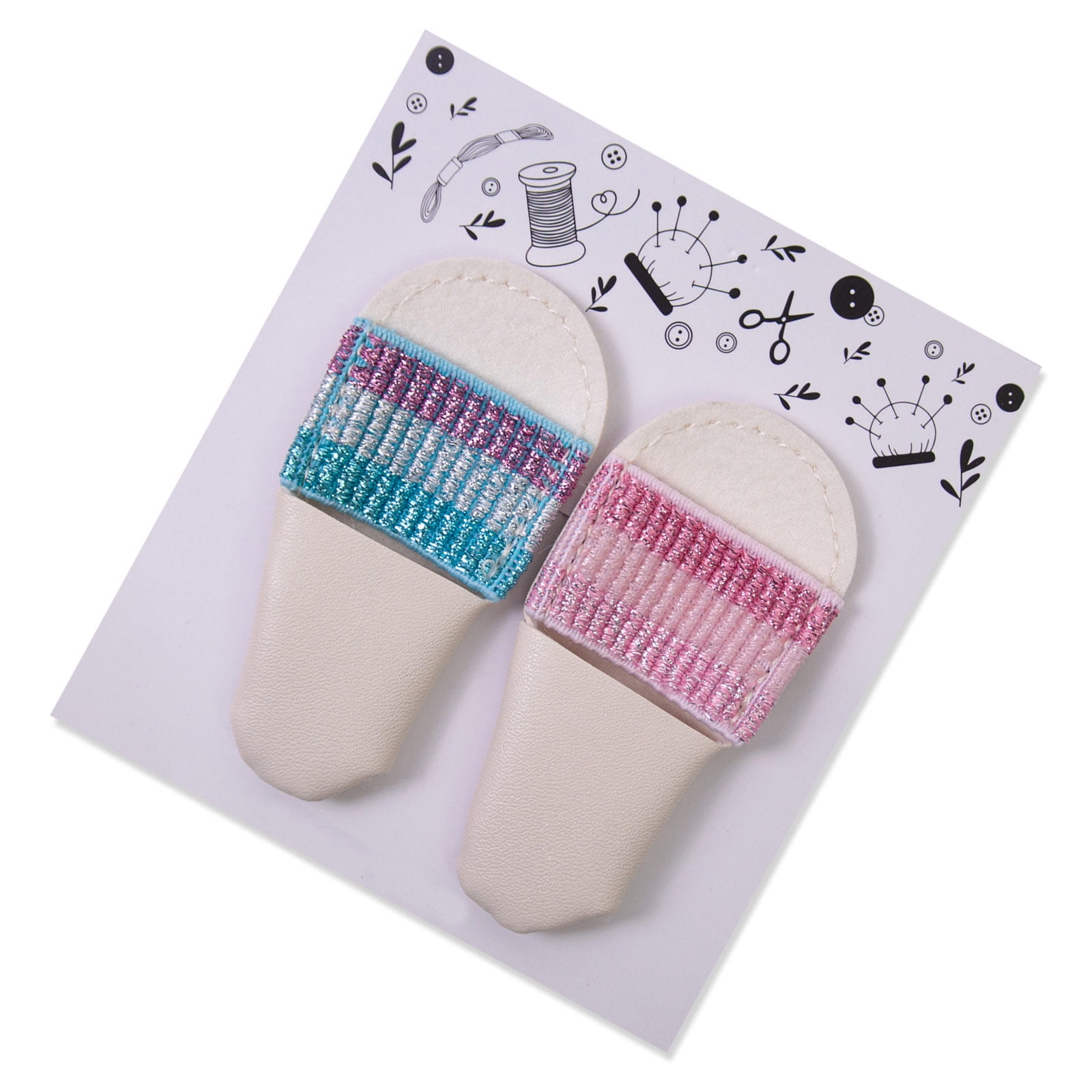 1 Pair Leather Thimbles Knitting Finger Protector Finger Guard Sewing ...