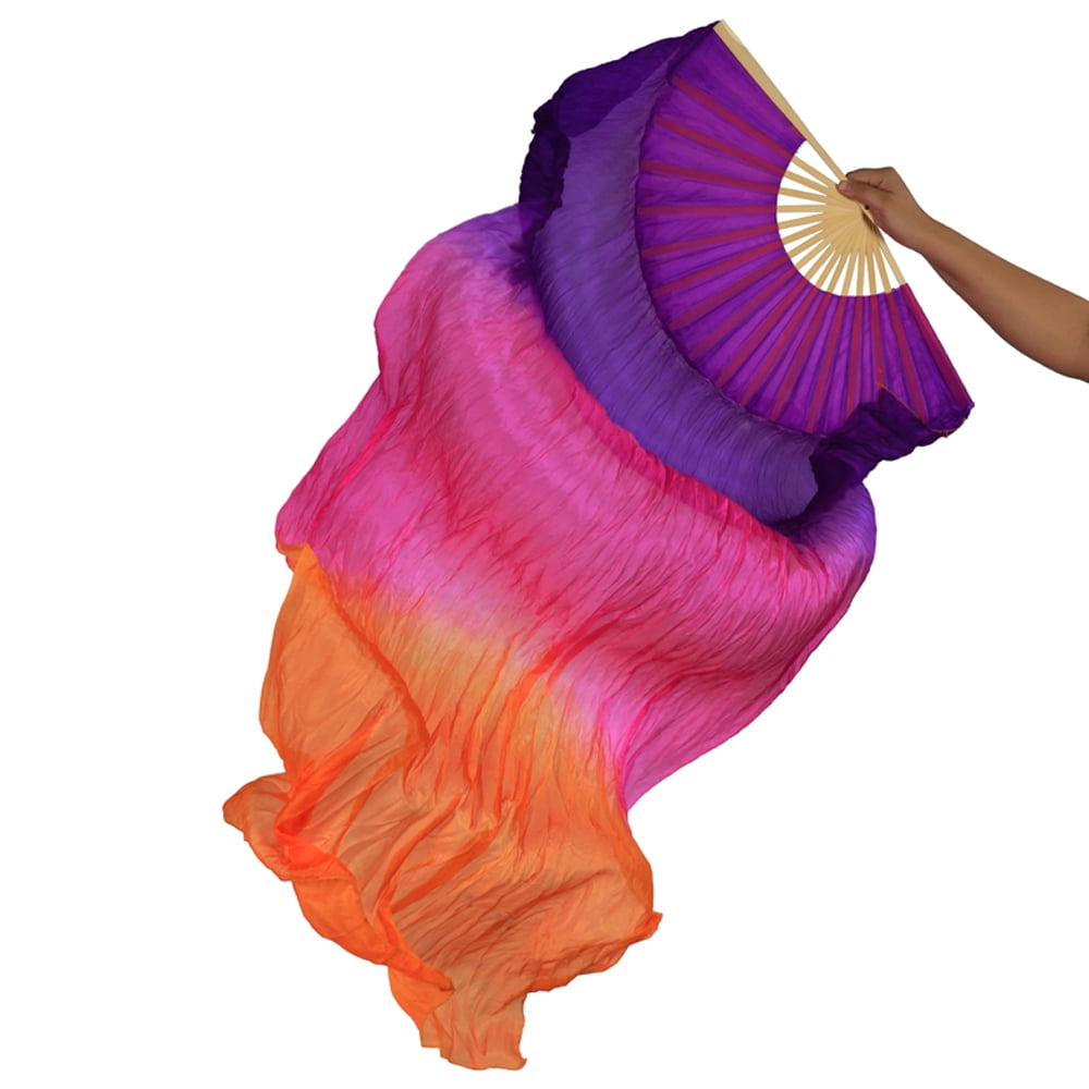 1 Pair(Left+Right) 70.8x35.4in 100% Real Silk Triple-colors Belly Dance ...