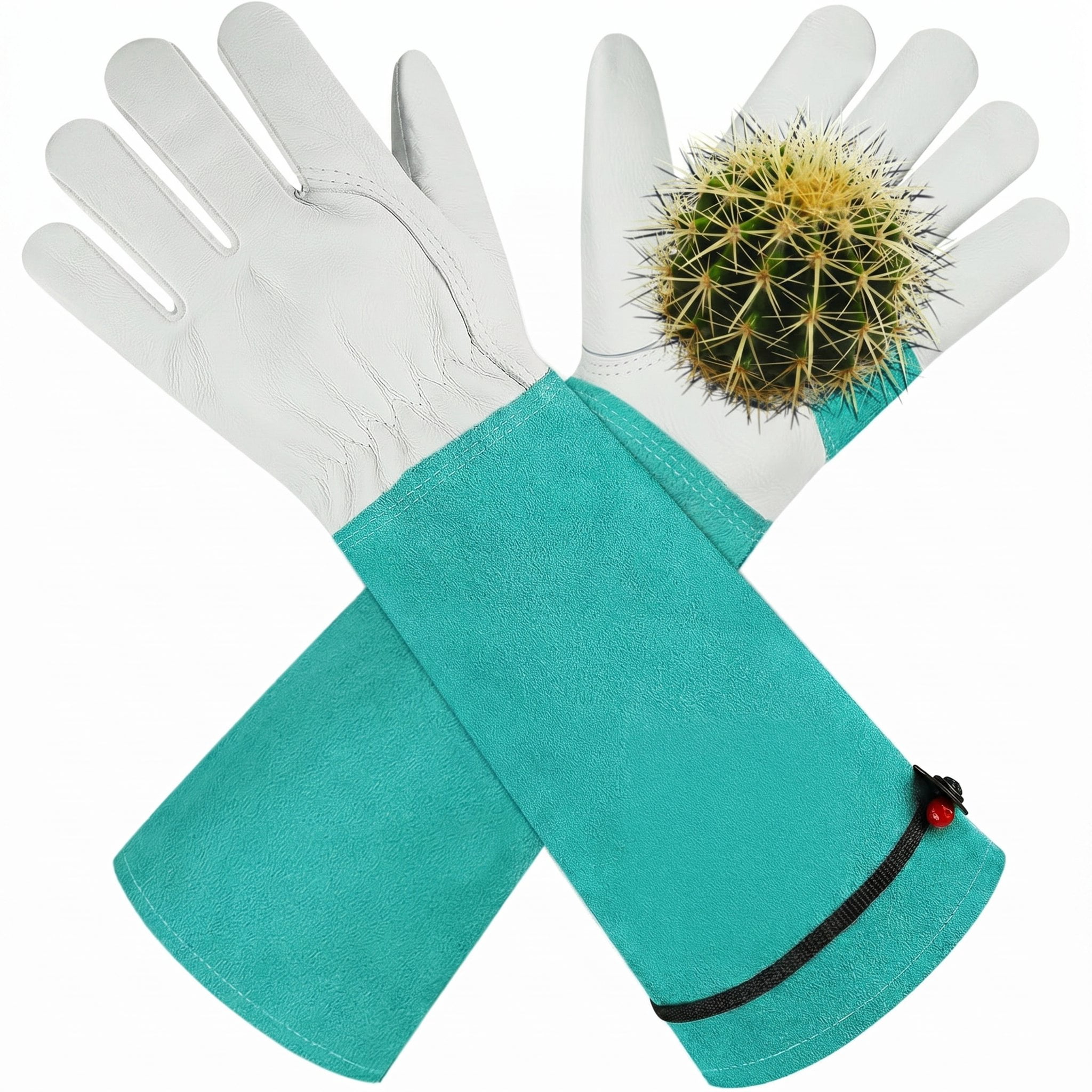 1 Pair Long Leather Gardening Gloves, Thorn Resistant Rose Pruning ...