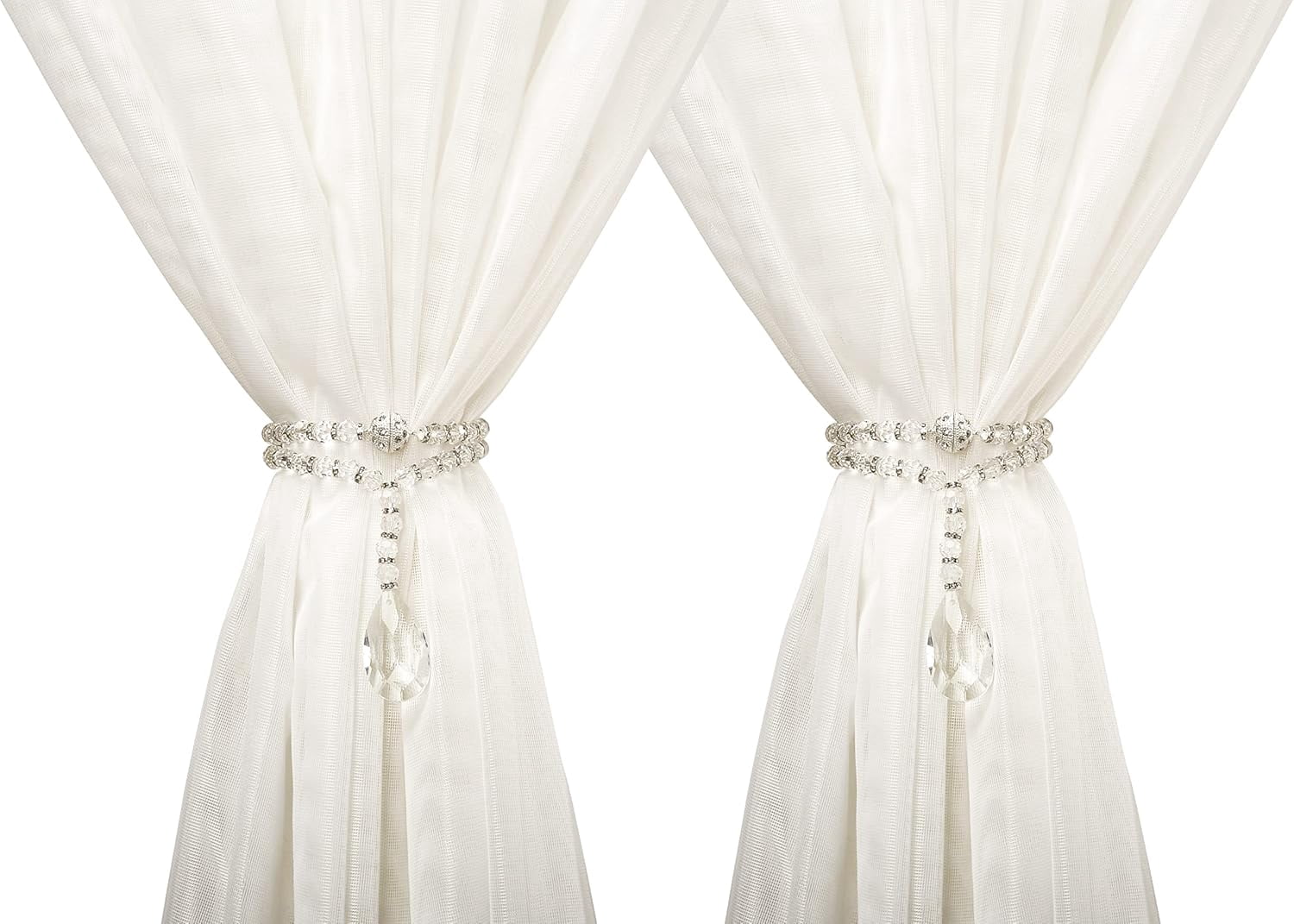 1 Pair of Luxury Crystal Beaded Magnetic Curtain Tieback and Holdback ...