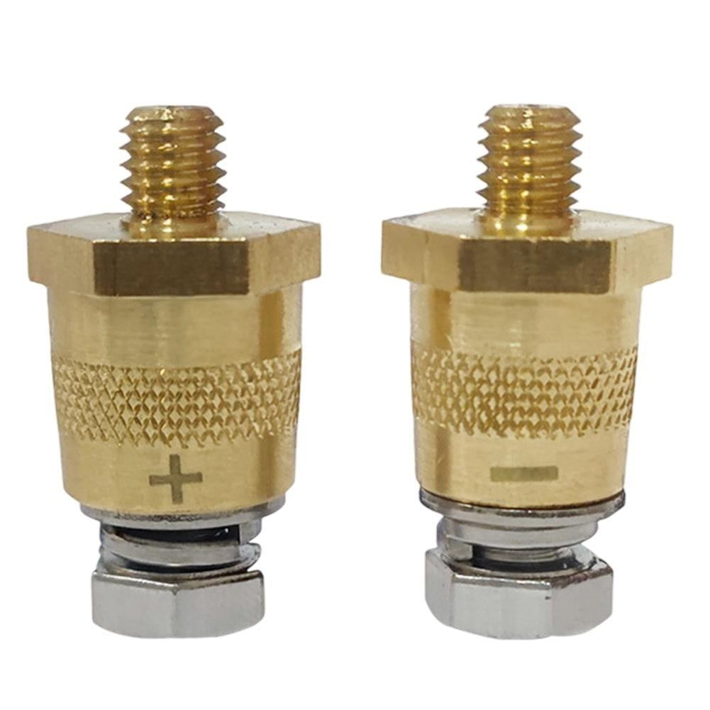 1 Pair M8 Battery Terminal Connector Brass Tone Post Adapter Battery Clamp Brass For Cars Sedans ...