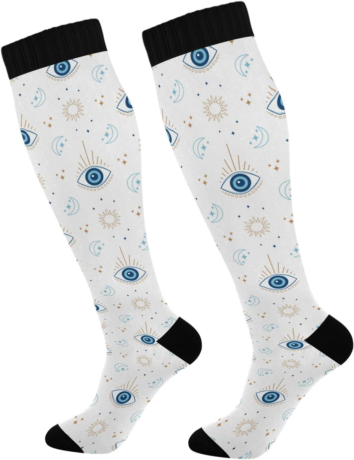 1 Pair Magic Evil Eye Compression Socks 20-30mmHg Knee High Women Socks ...
