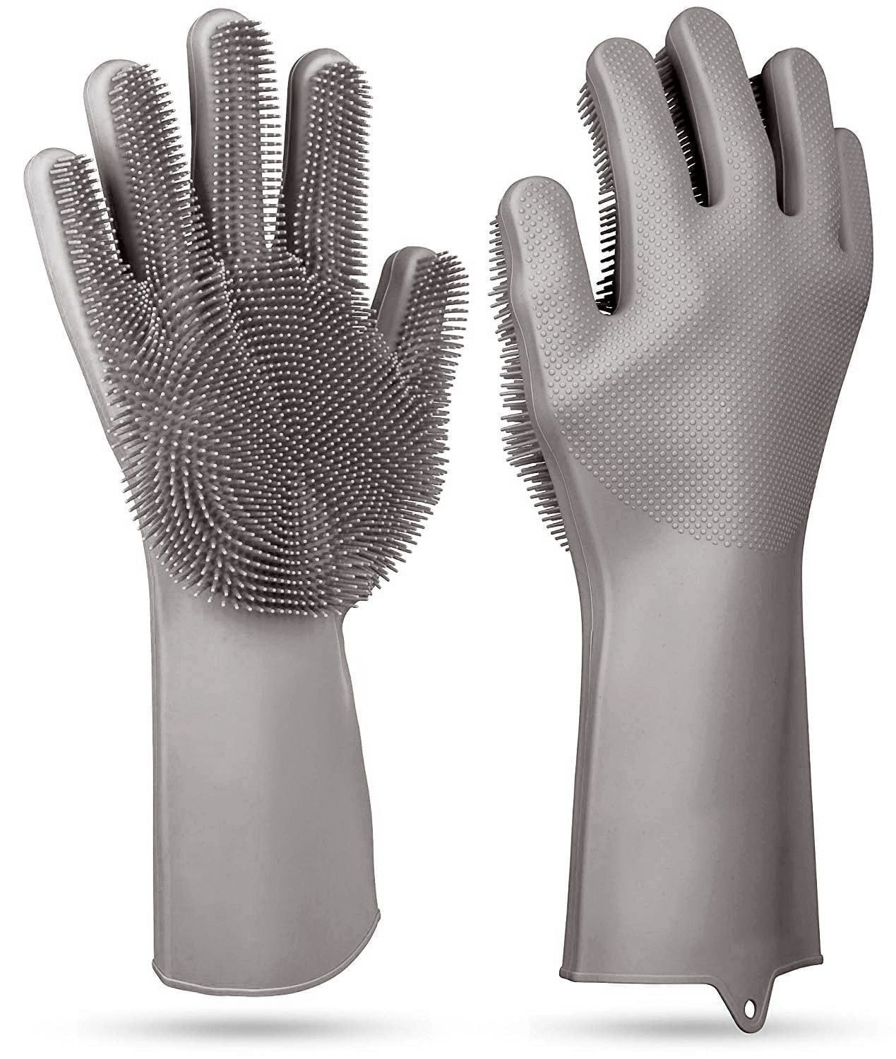 1 Pair Magic Silicone Dishwashing Gloves Heat Resistant Reusable ...