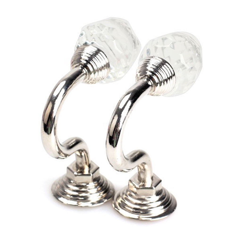 1 Pair Metal Hanging Hook with Crystal Rose Head Curtain Holdback Wall ...