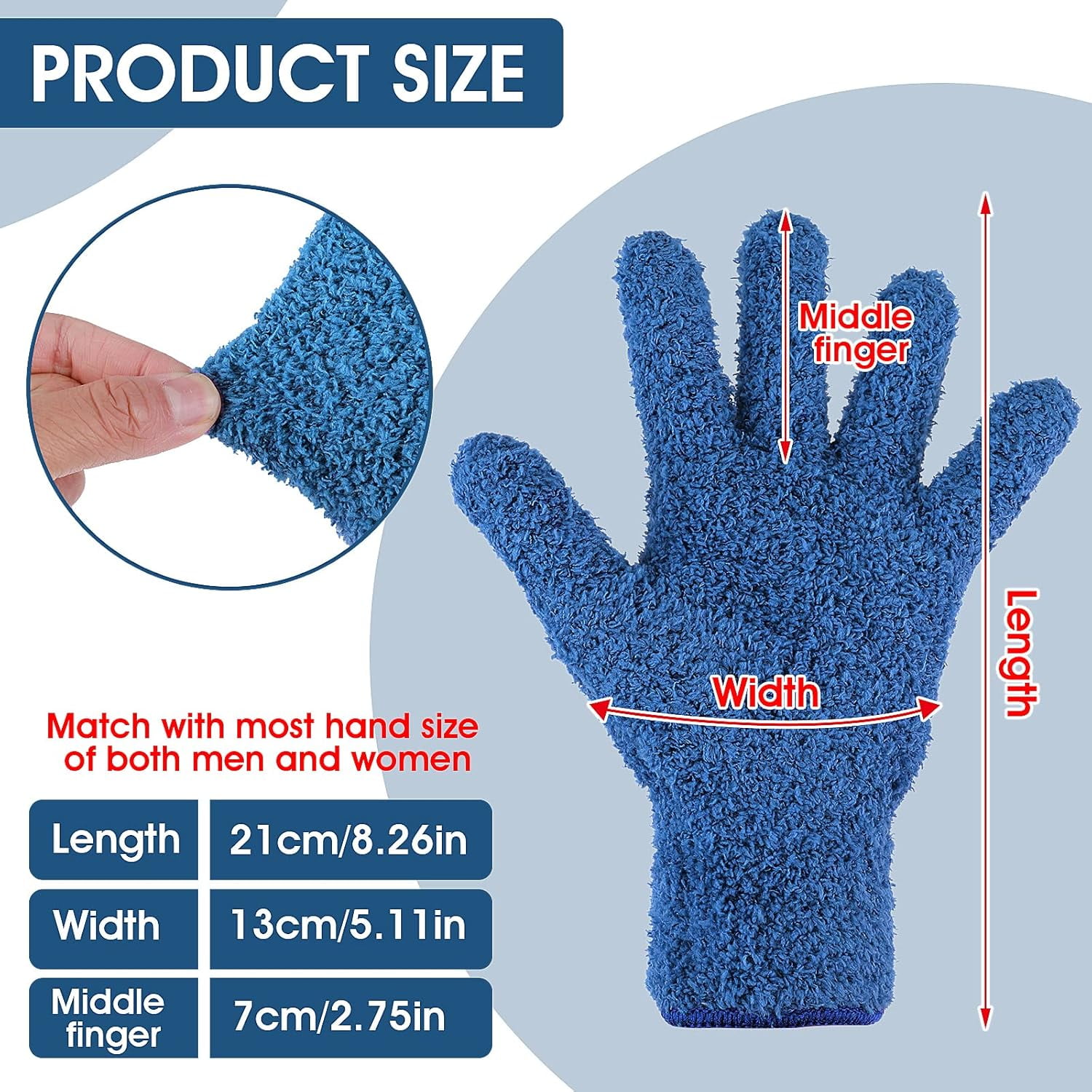 1 Pair Microfiber Dusting Gloves, Reusable Washable Cleaning Gloves ...