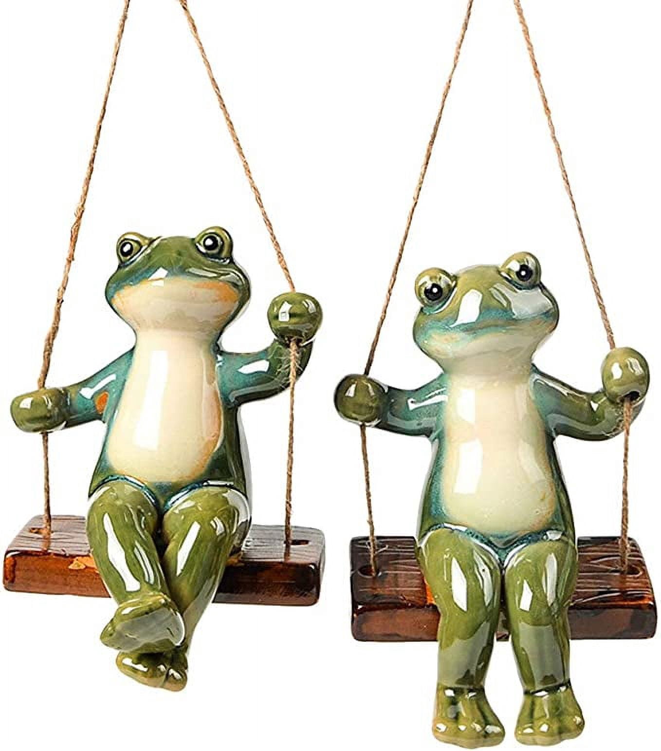 1 Pair Mini Frog Figurines Statues Decorative Funny Ceramic Hanging ...