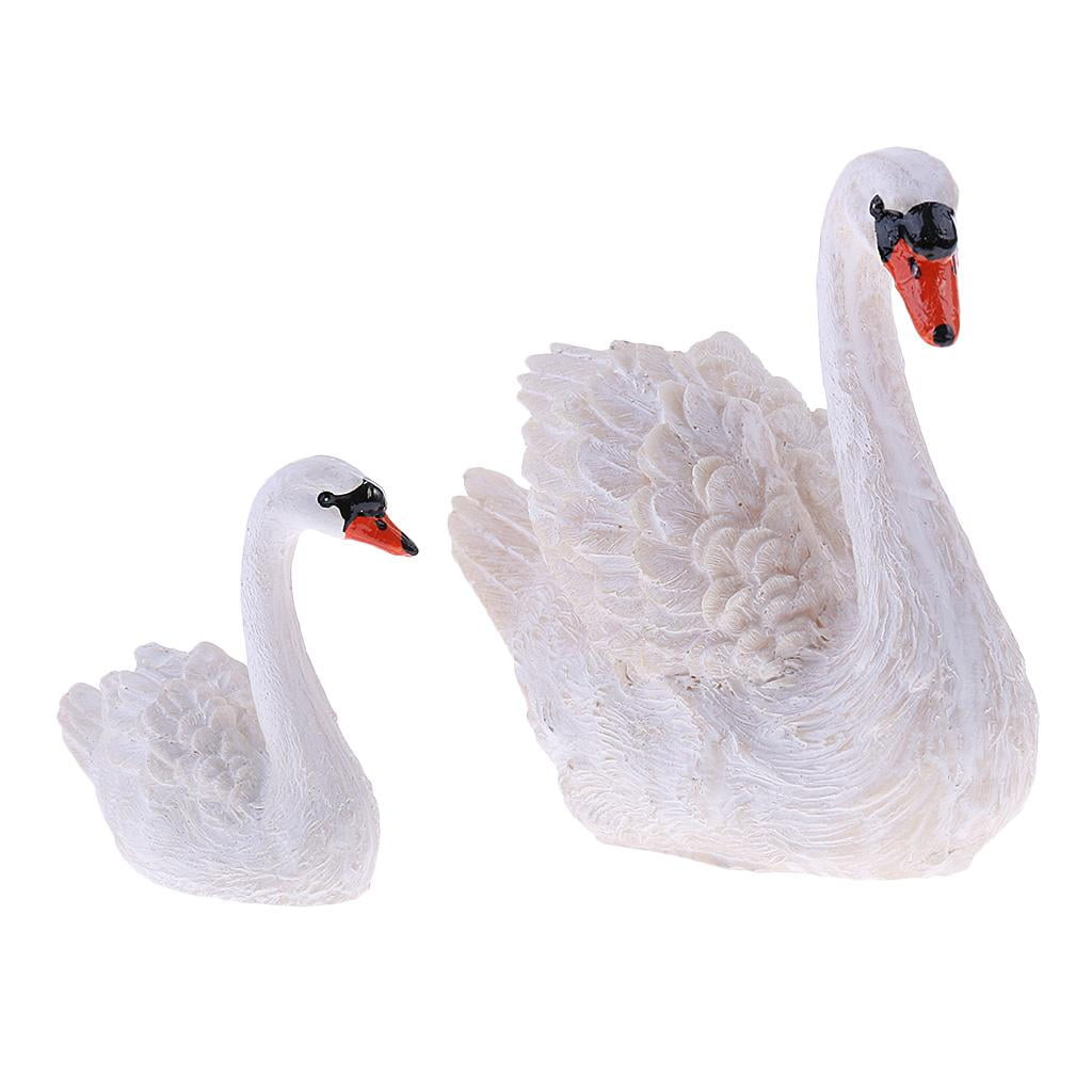 1 Pair Mini Swan Sculpture Statues for Home Garden Yard Lawn Decoration ...