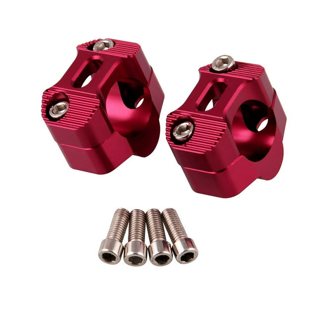 1 Pair Motorcycle 1 1/8 Inch CNC Aluminum Handlebar Risers 28mm Adjustable Fat Bar Clamps (Red ...