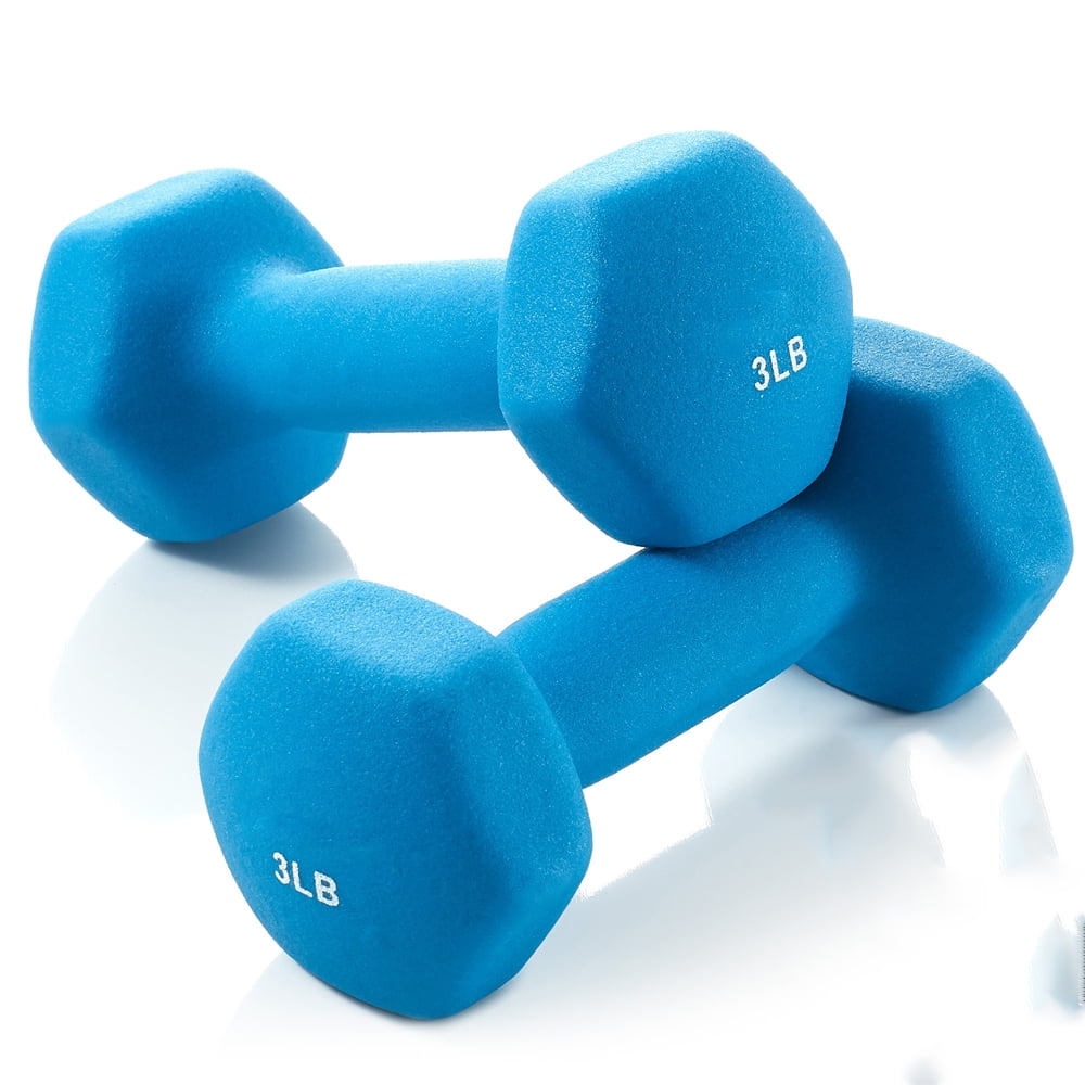 1 Pair Neoprene Hex Dumbbell, Blue 3lb Exercise Fitness Hex Dumbbell ...