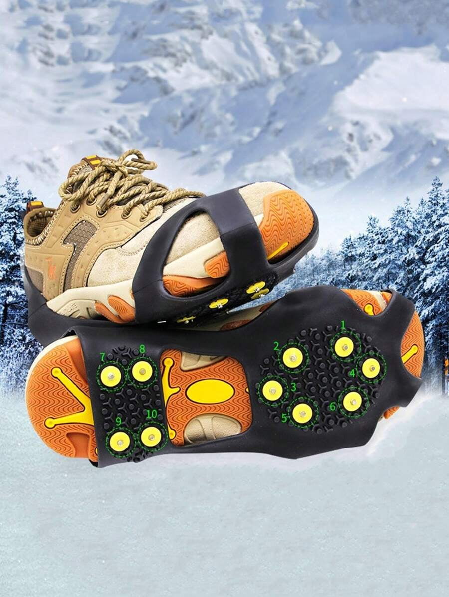 1 Pair Outdoor 10-Teeth Anti-Slip Ice Cleats, Lightweight Silicone Snow ...