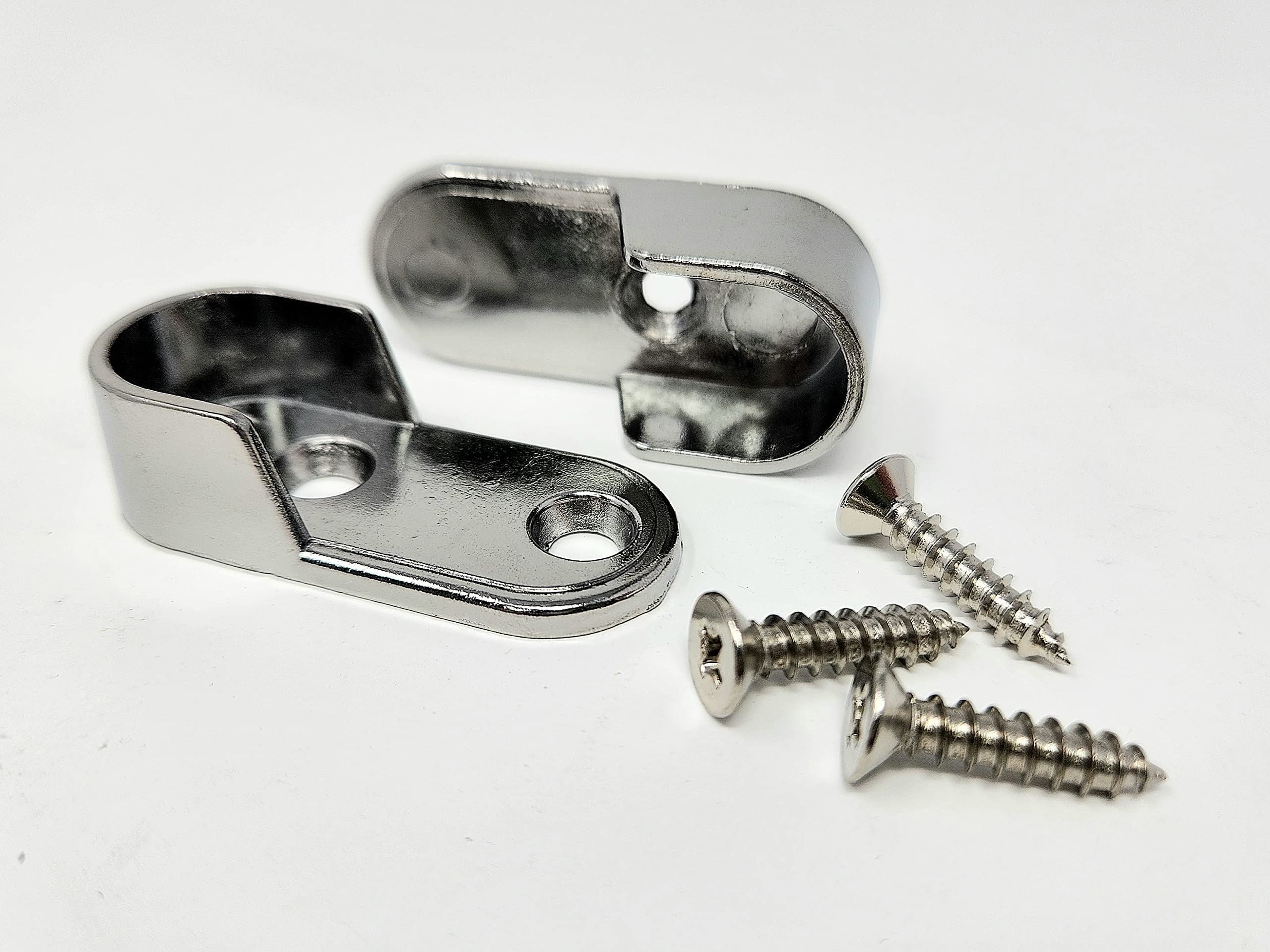 1 Pair Oval Wardrobe Rod Tube Open End Support Cap Flanges with ...