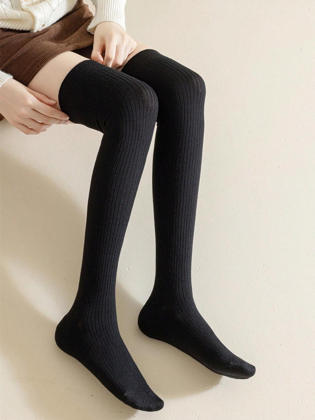 1 Pair Plain Black Color Women Over the Knee Socks - Walmart.com