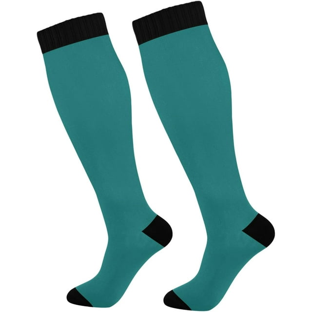 1 Pair Plain Turquoise Teal Green Color Compression Socks 20-30mmHg ...