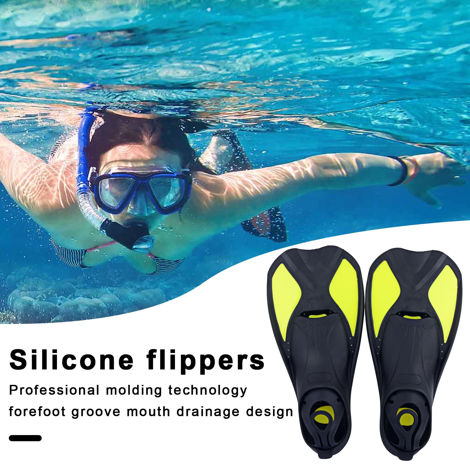 1 Pair Plastic Diving Fins Swimming Training Fins Professional ...