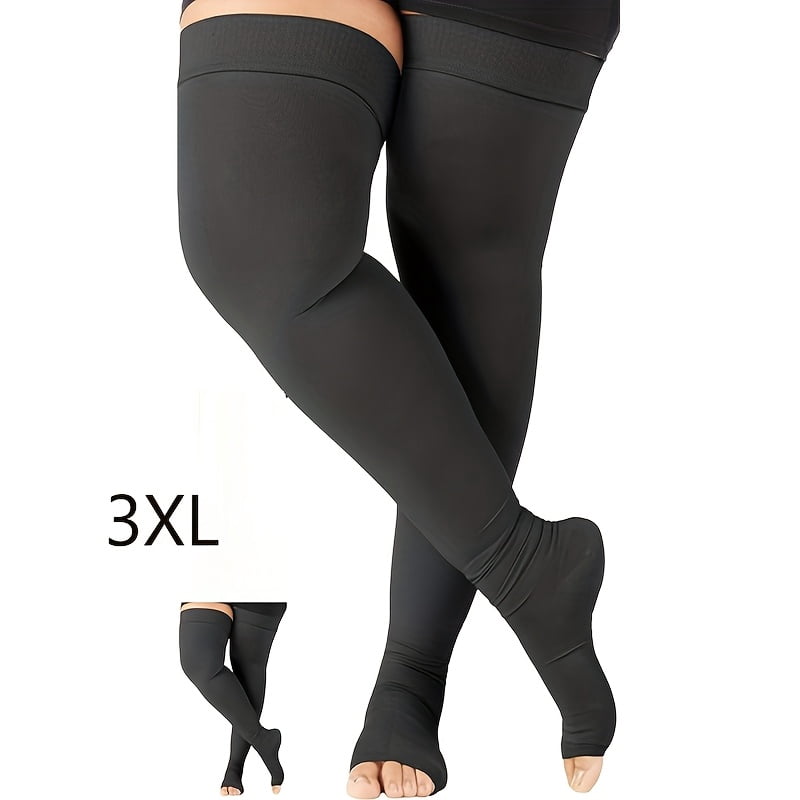 1 Pair Plus Size Compression Stockings, Extended Size And Thigh High ...