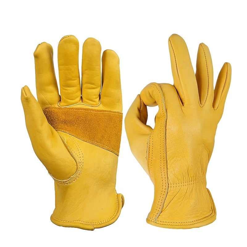 1 Pair Premium Breathable Soft Leather Gloves - All-Season Textured ...