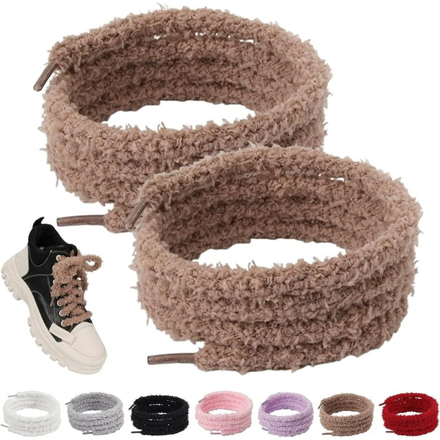 1 Pair Puffy Round Shoe Laces,Soft Fuzzy Fluffy Shoelaces,10mm Cute ...