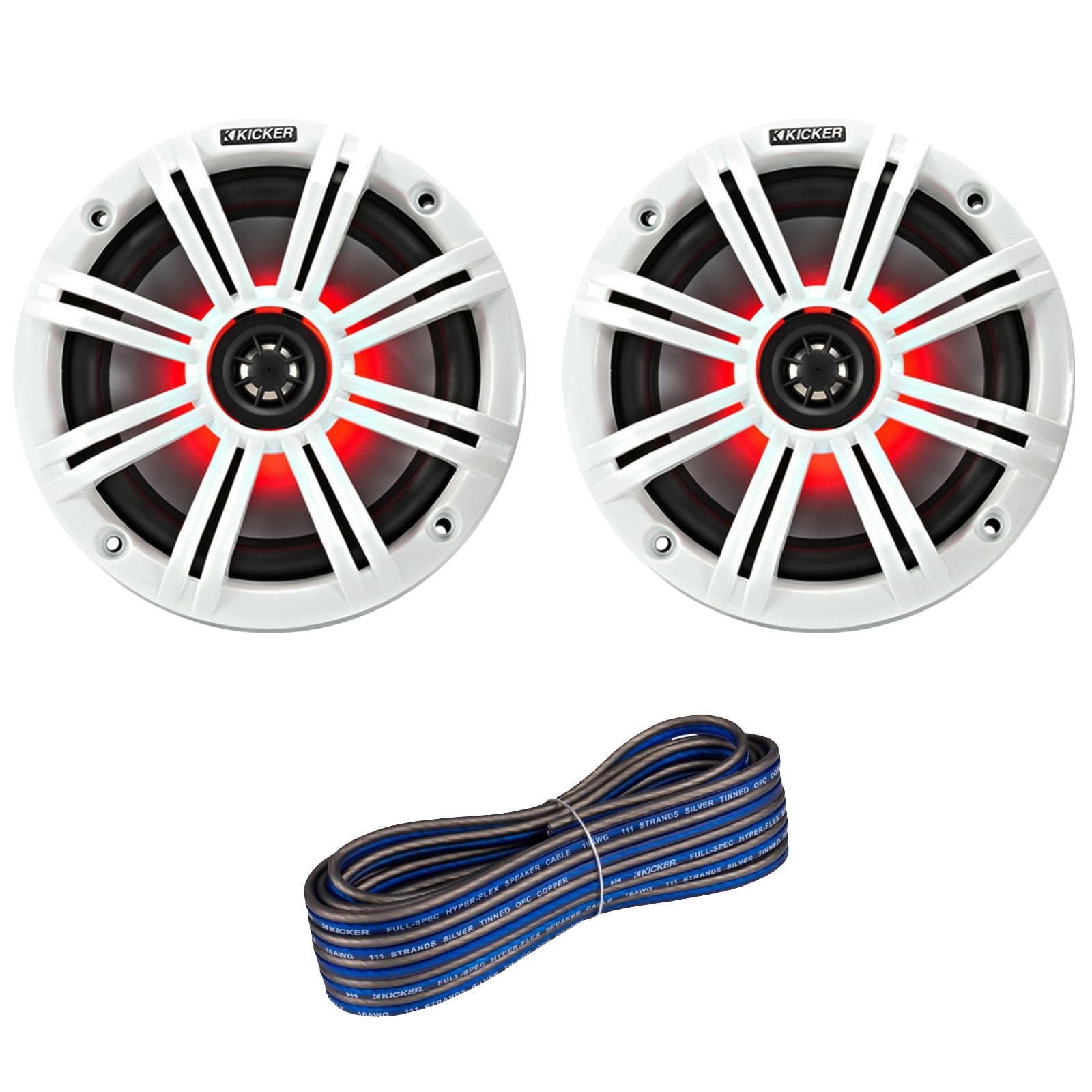 1 Pair (QTY 2) of Kicker 45BKM614L 6.5" 2Way 195W Max Coax Marine Audio ...