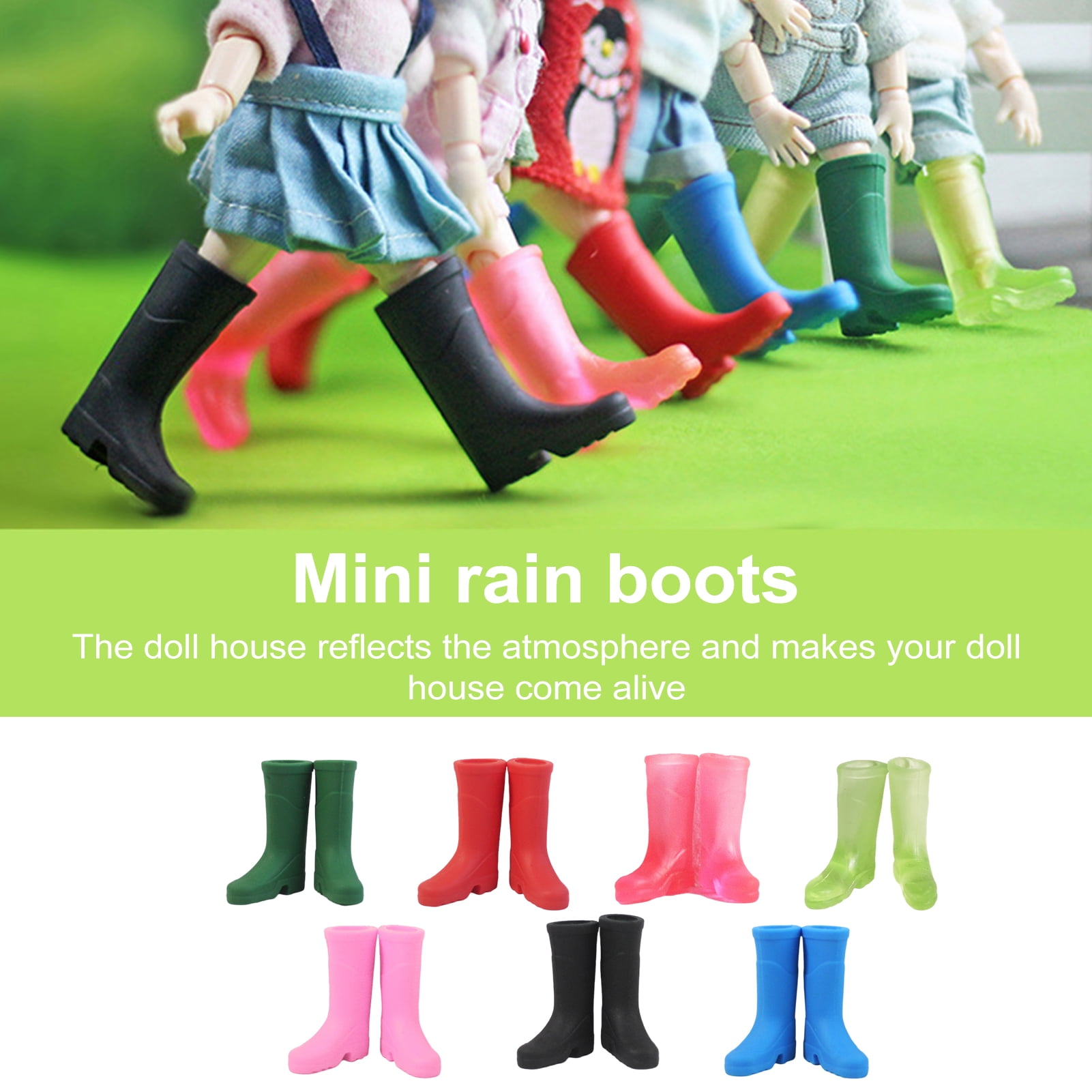 1 Pair Rain Boot Model Dollhouse Miniature Rubber Rain Long Boot Doll ...