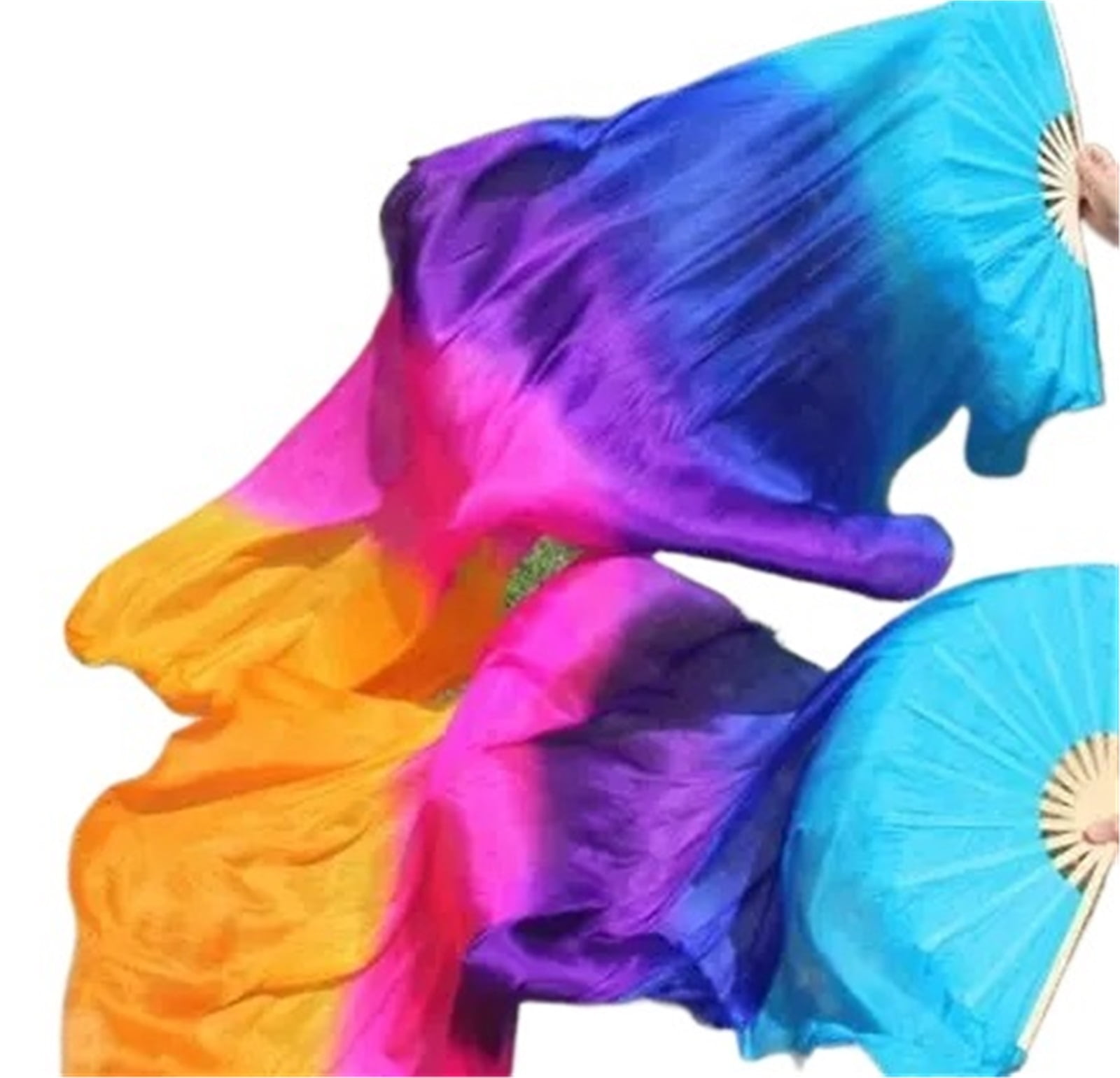 1 Pair Real Silk Belly Dance Veils Classic Size Bamboo Fan Veil Dancer ...