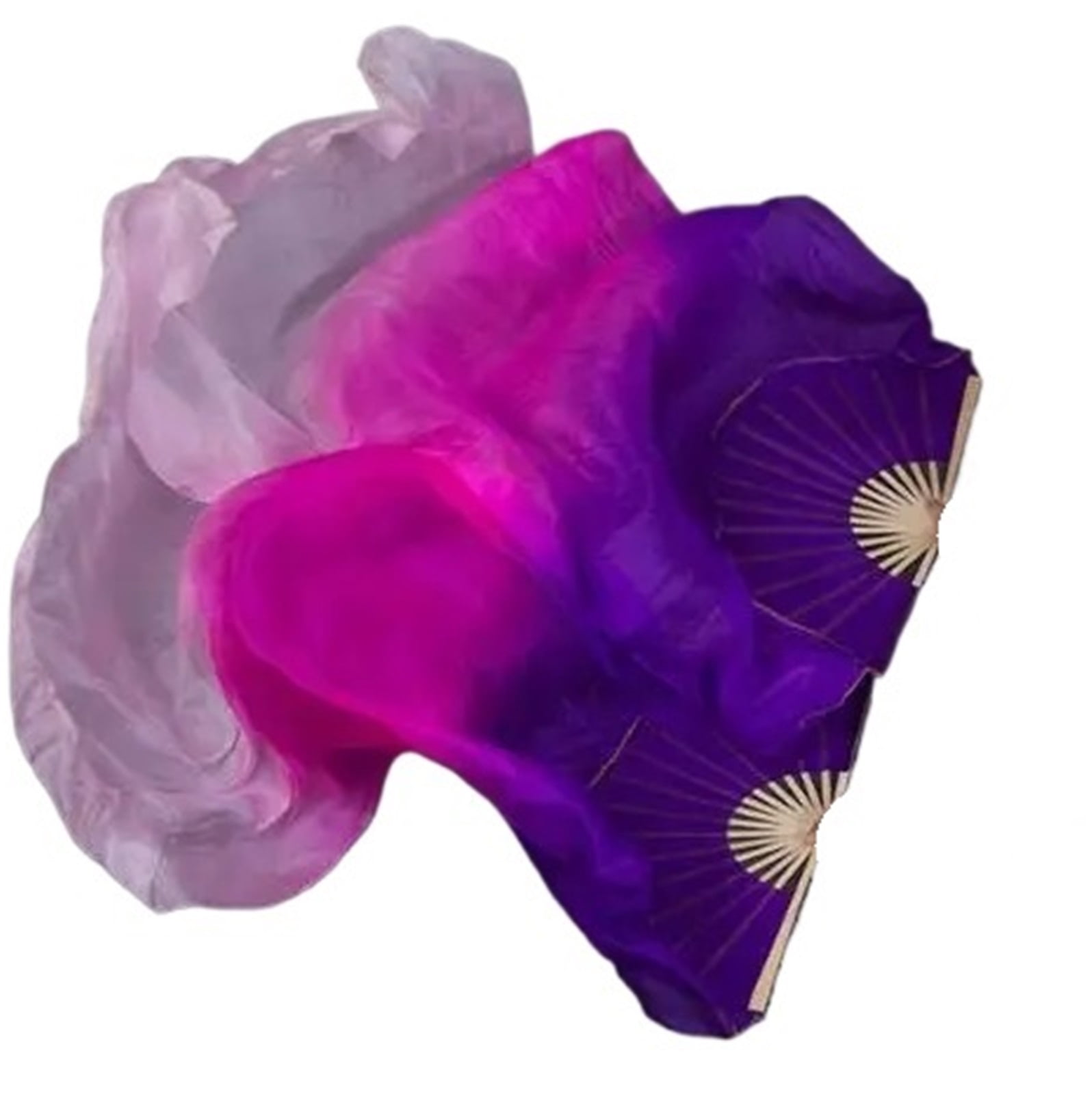 1 Pair Real Silk Belly Dance Veils Classic Size Bamboo Fan Veil Dancer ...