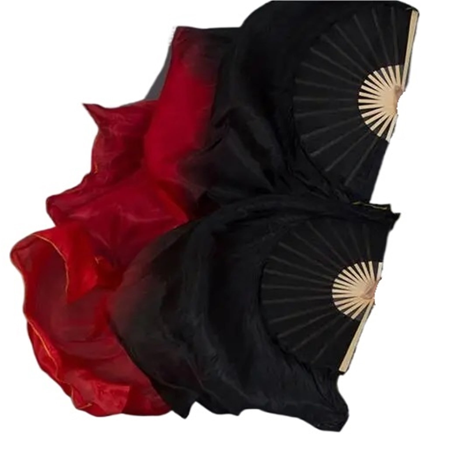 1 Pair Real Silk Belly Dance Veils Classic Size Bamboo Fan Veil Dancer ...