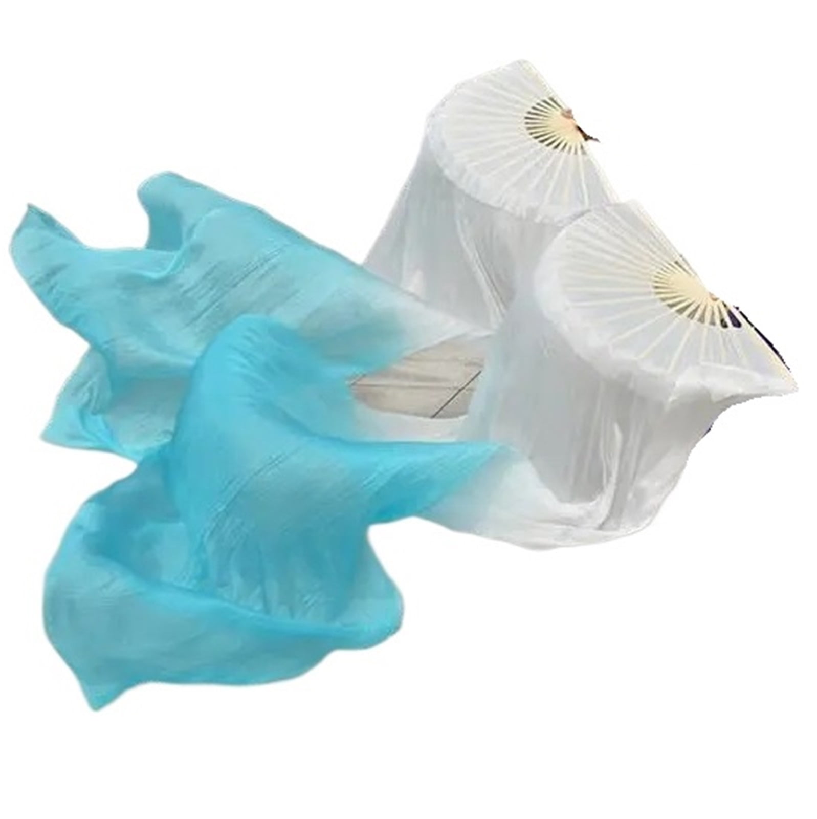 1 Pair Real Silk Belly Dance Veils Classic Size Bamboo Fan Veil Dancer ...