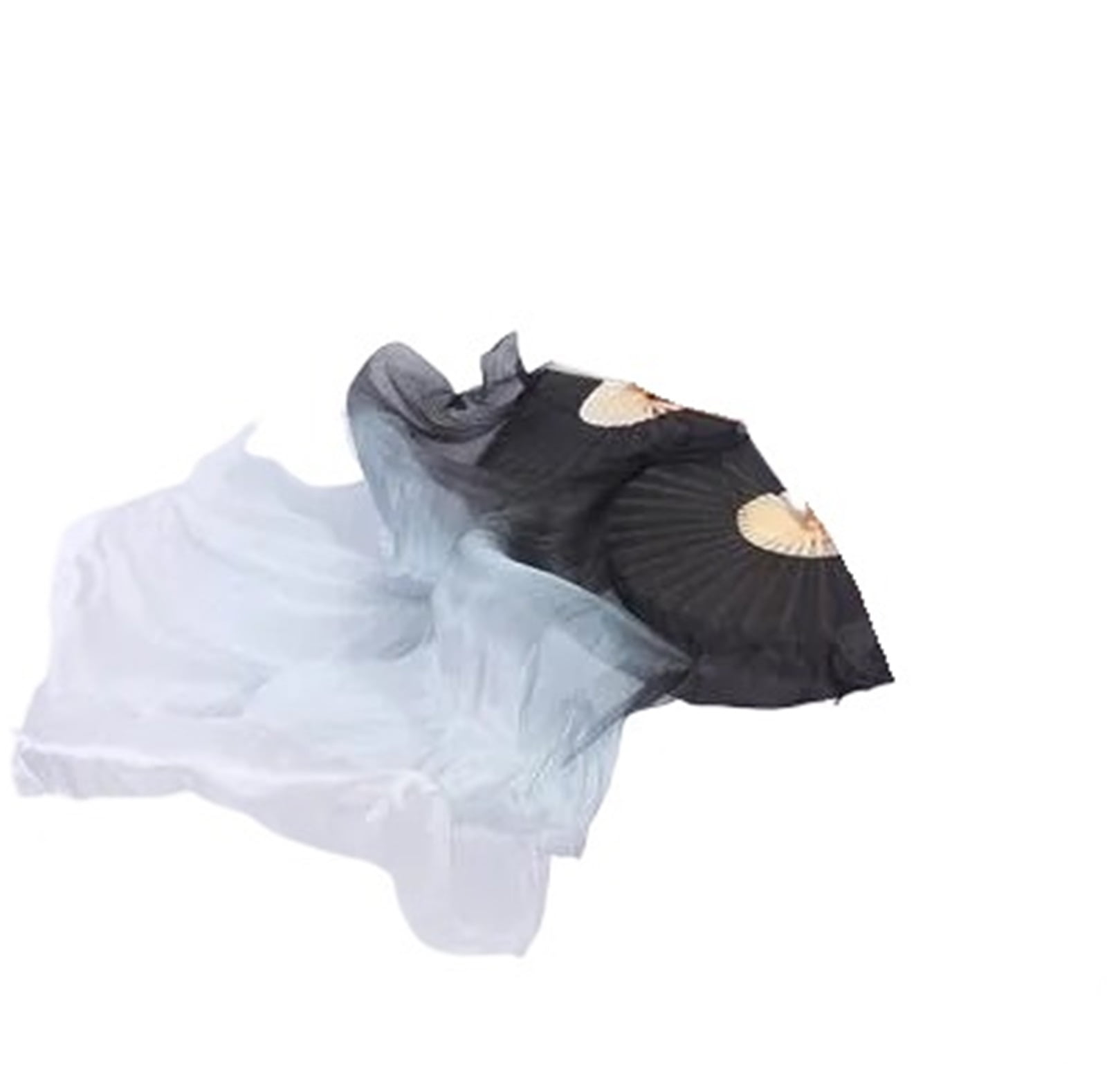 1 Pair Real Silk Belly Dance Veils Classic Size Bamboo Fan Veil Dancer ...