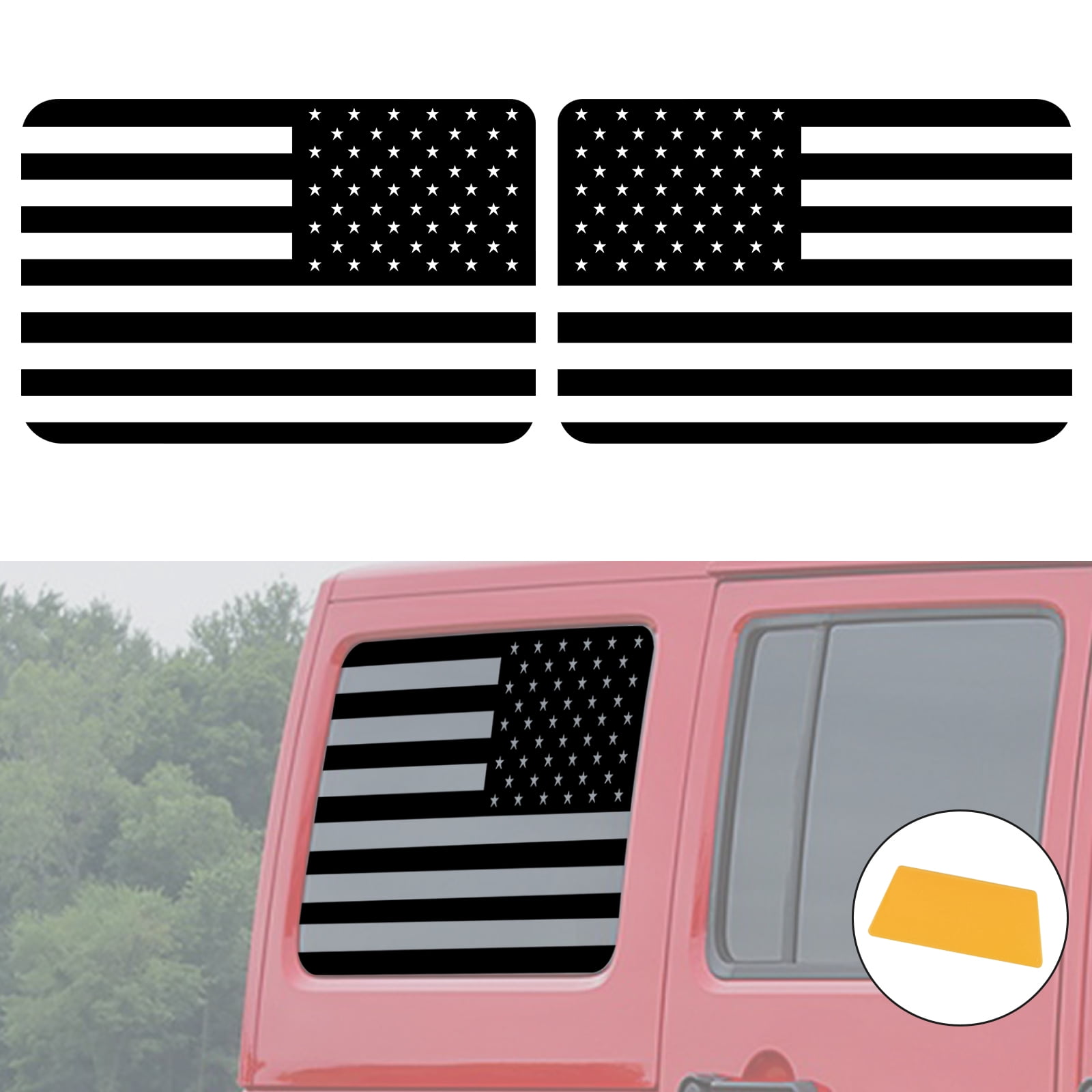 1 Pair Rear Side Window American Flag Stickers For 2007-2017 Jeep ...