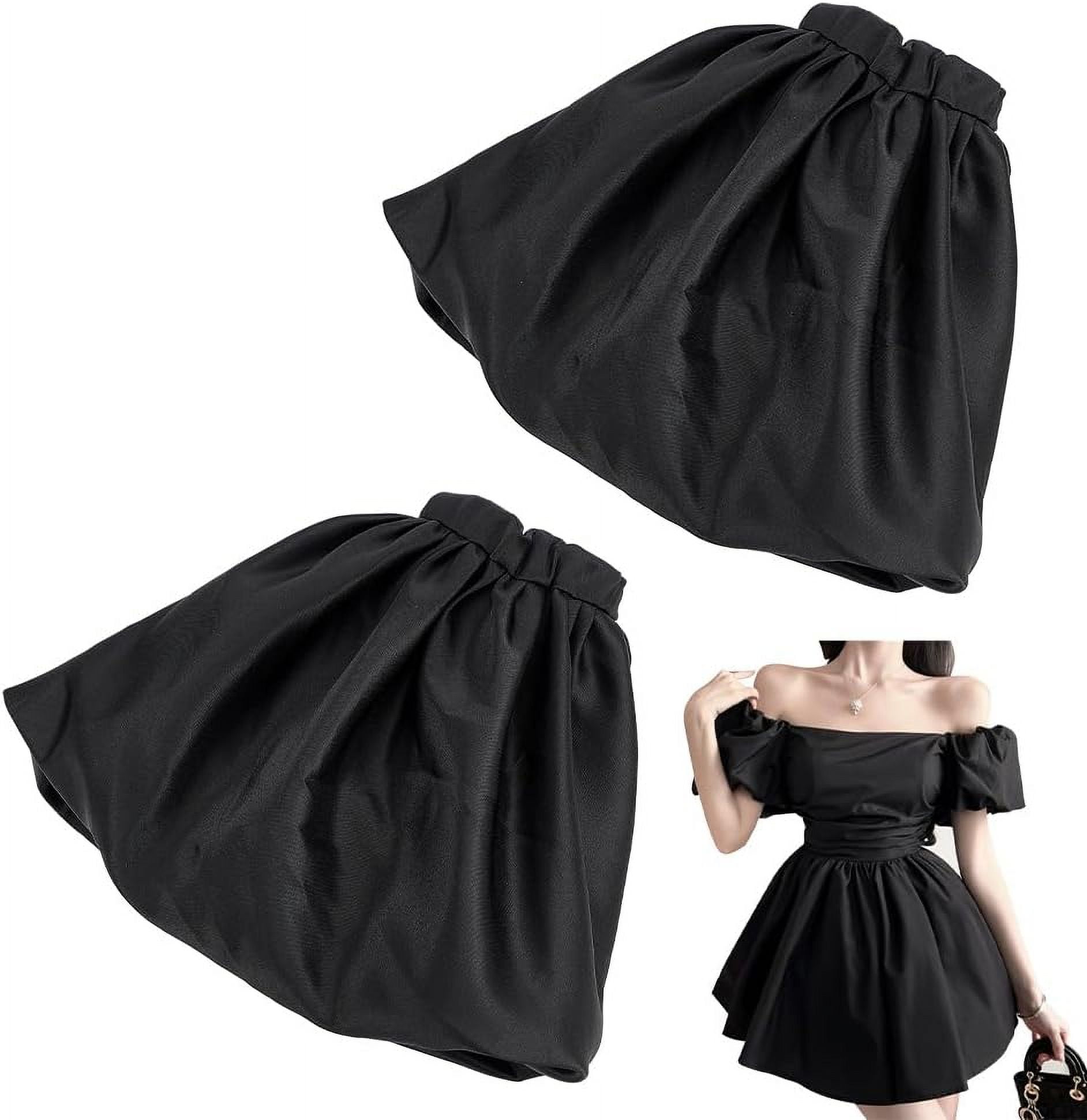 1 Pair Removable Puff Sleeves Black Polyester Bridal Sleeves Detachable ...