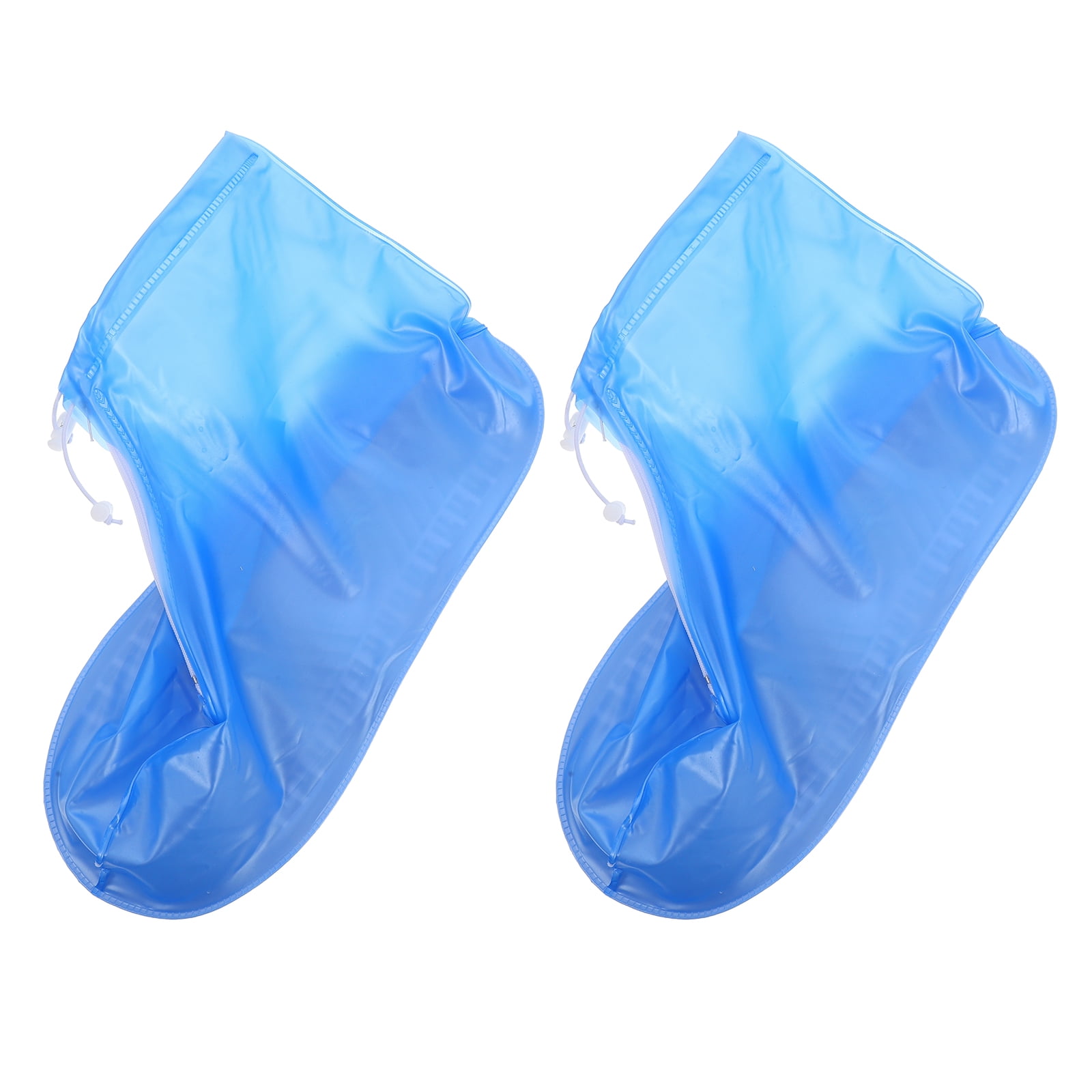 1 Pair Reusable Waterproof Shoe Covers Zipper Closure Thick PVC Non ...