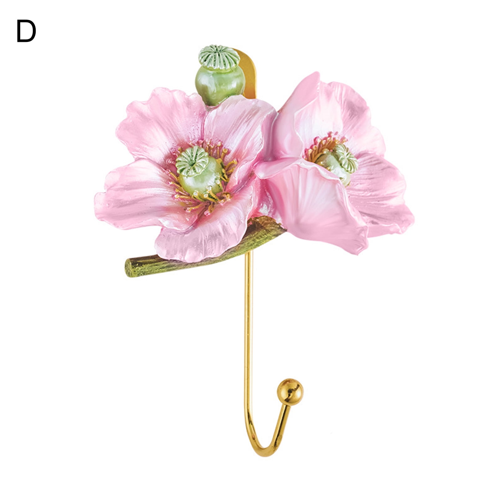 1 Pair Rose Resin Hooks - Wall Mounted Creative Flower Iron Hook for ...