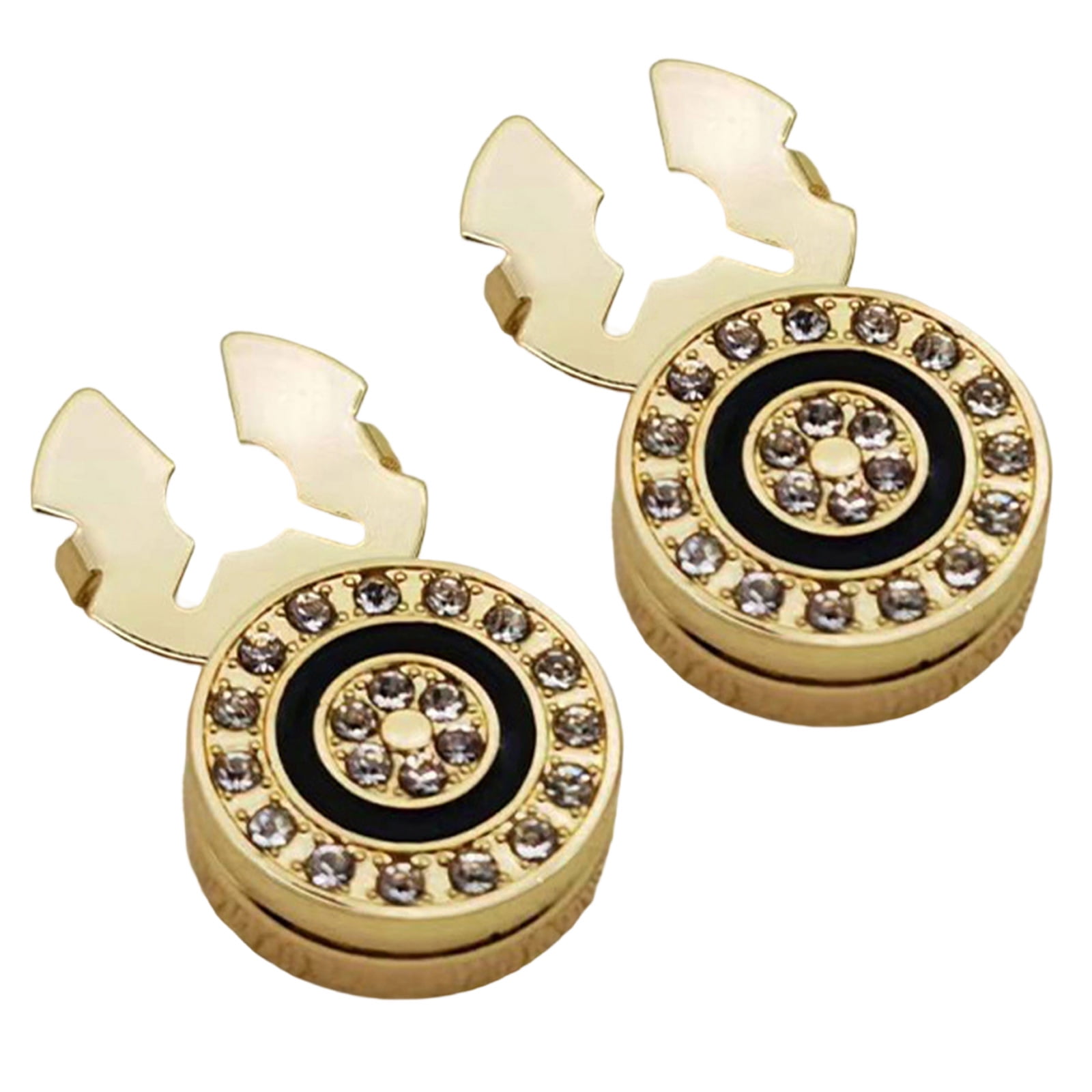 1 Pair Round Button Covers Rhinestones Cuff Links Korean Styles ...