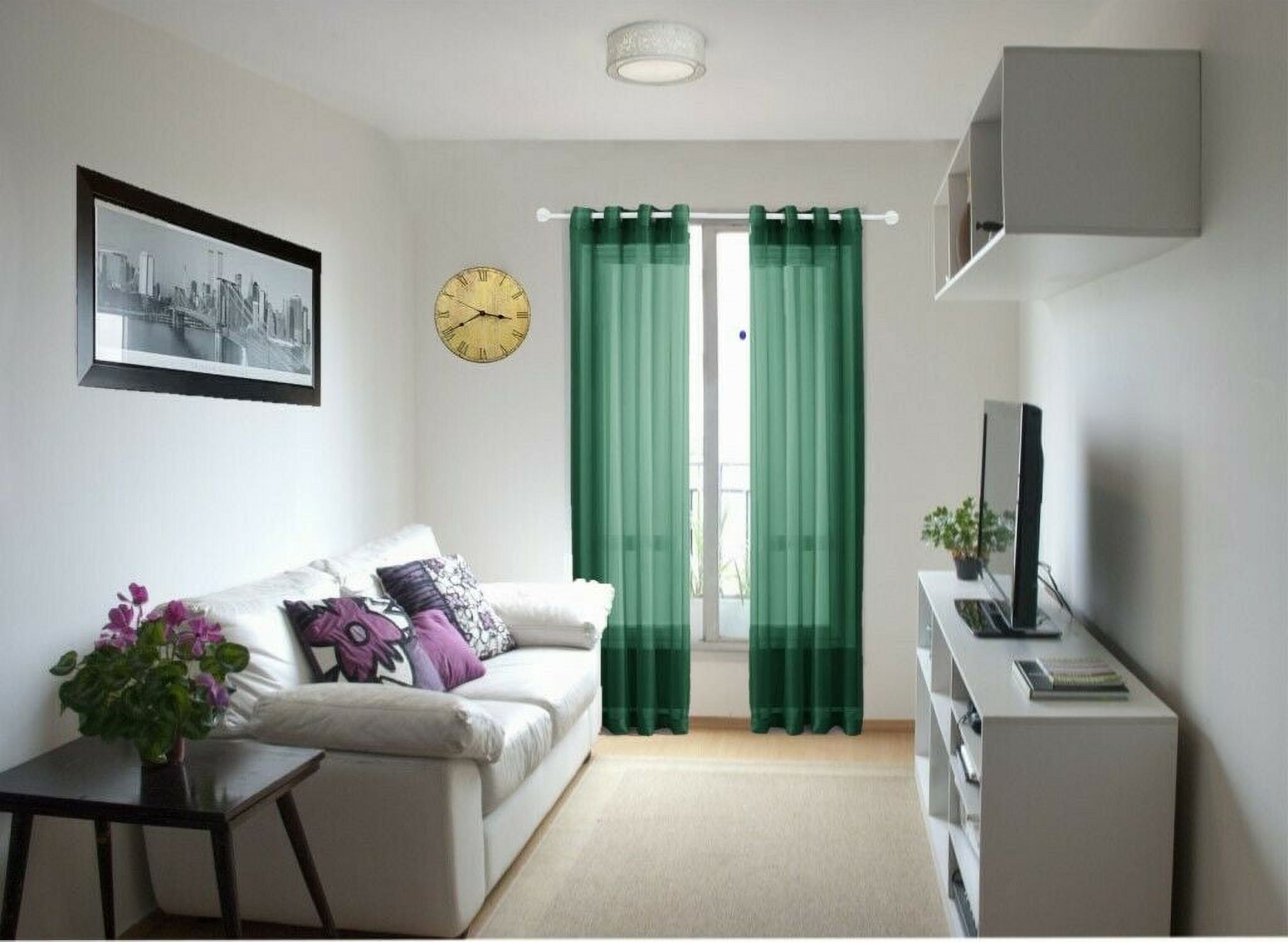 1 Pair Ruby Hunter Solid Sheer Panels with Grommets Window Curtain ...