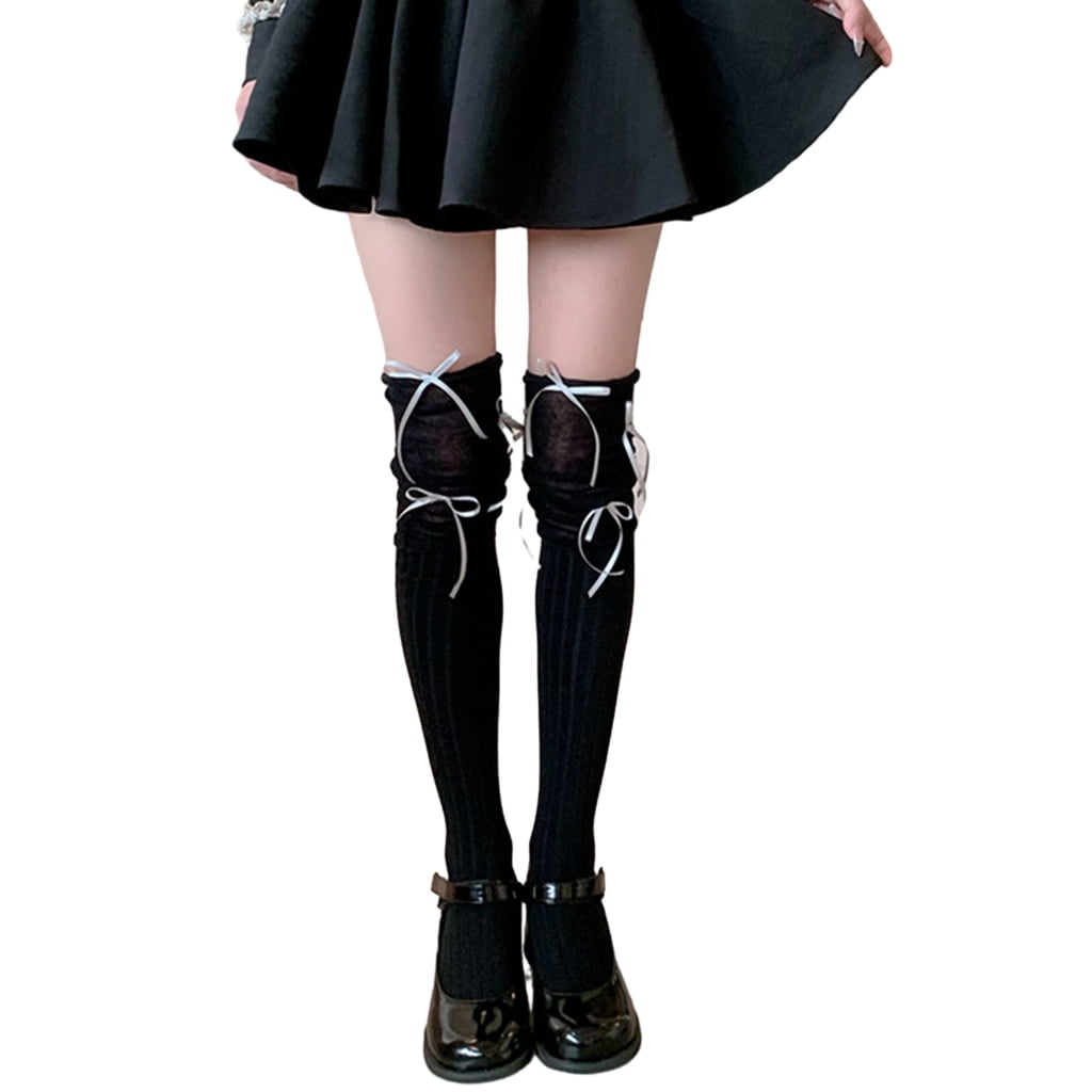1 Pair Ruffle Thigh High Socks Tube Frilly Socks Long Tube Socks for ...