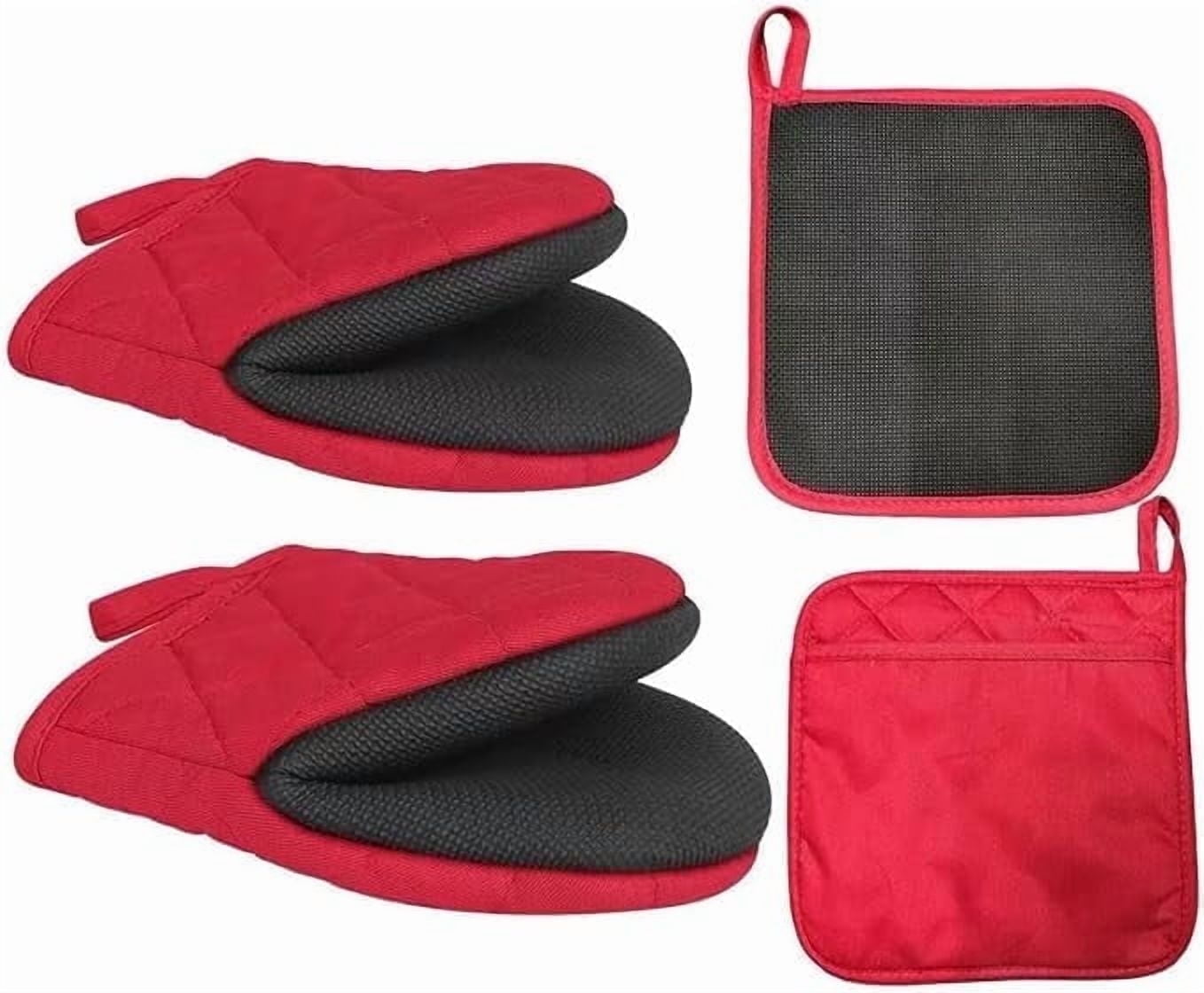 HEETLY Short Oven Mitts and Pot Holders Set,4-Piece,500°F Heat ...