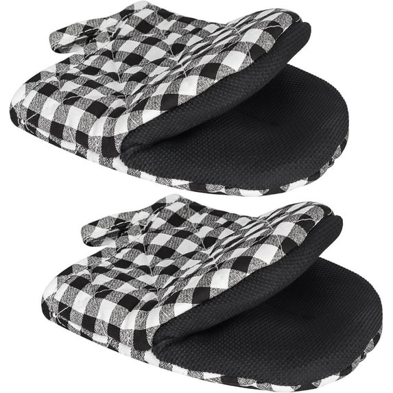 1 Pair Short Oven Mitts - Silicone Kitchen Oven Gloves High Heat ...