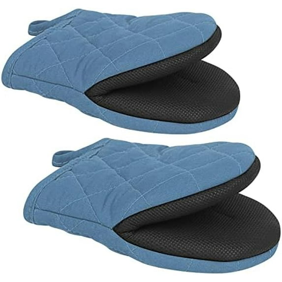 1 Pair Short Oven Mitts - Silicone Kitchen Oven Gloves High Heat ...