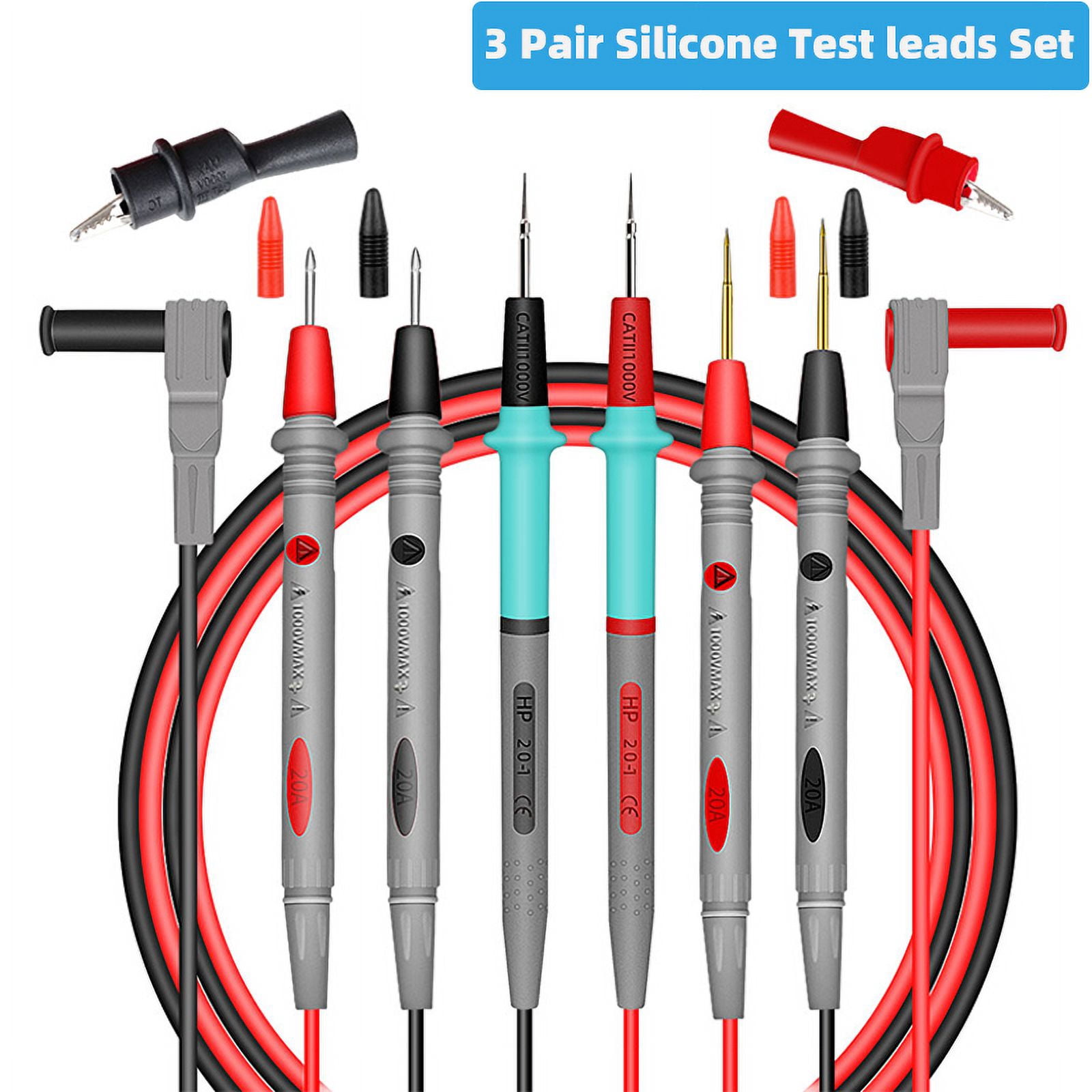 1 Pair Silicone Universal Multimeter Test Leads Replaceable Multimeter ...