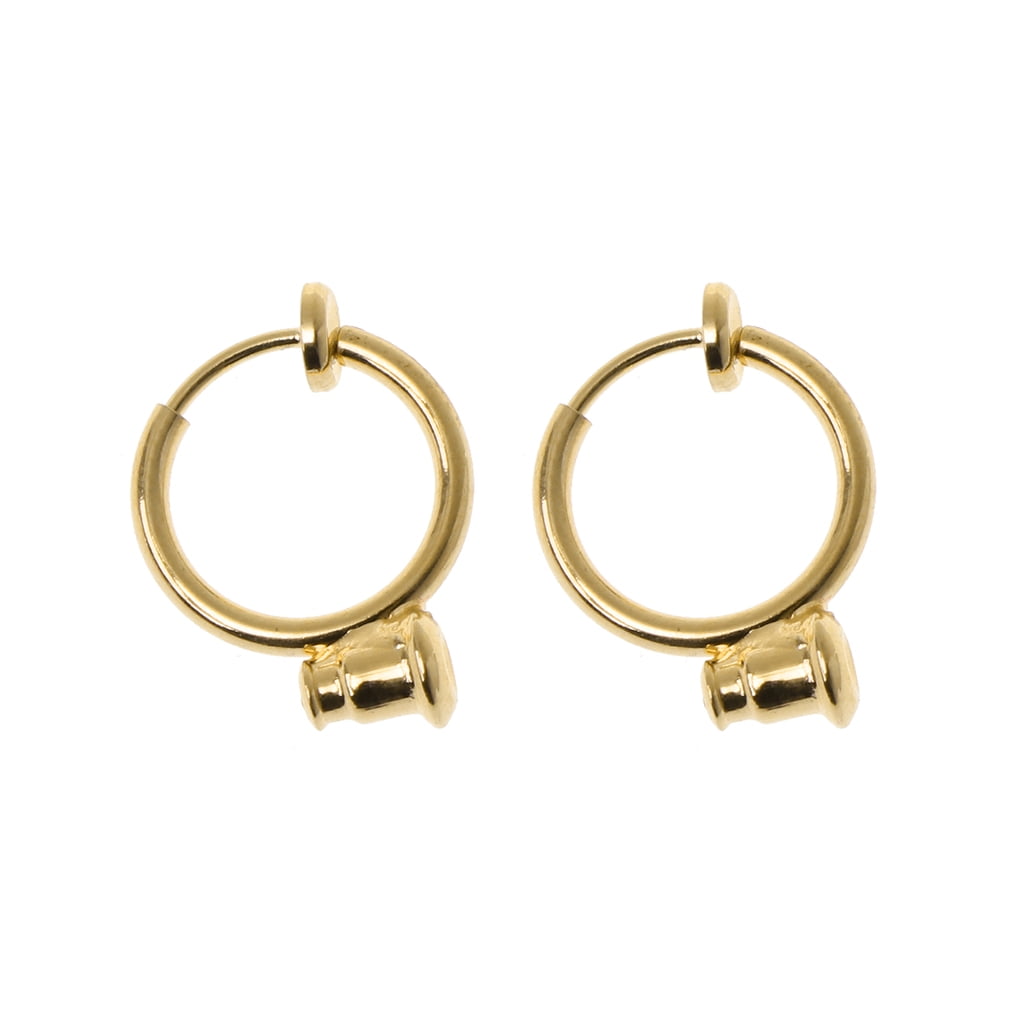1 Pair Silver Gold No Ear-hole Clip On Hoop Earrings Converters for ...