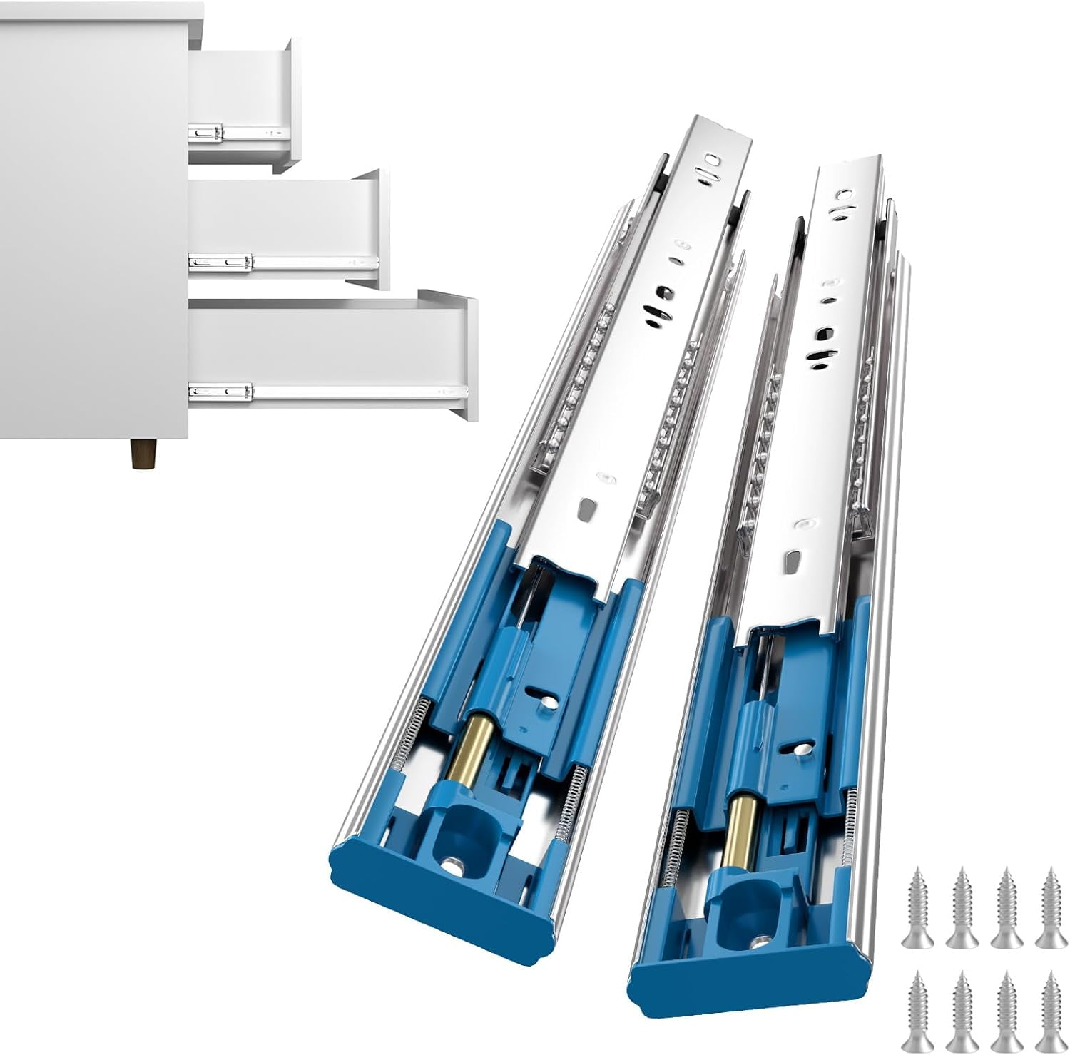 1 Pair Soft Close Drawer Slides 14 Inch - Full Extension Drawer Glides ...