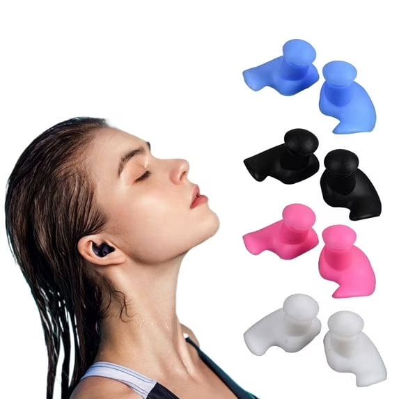 1 Pair Soft Silicone Waterproof Non Slip Swimming Earplugs Skin ...