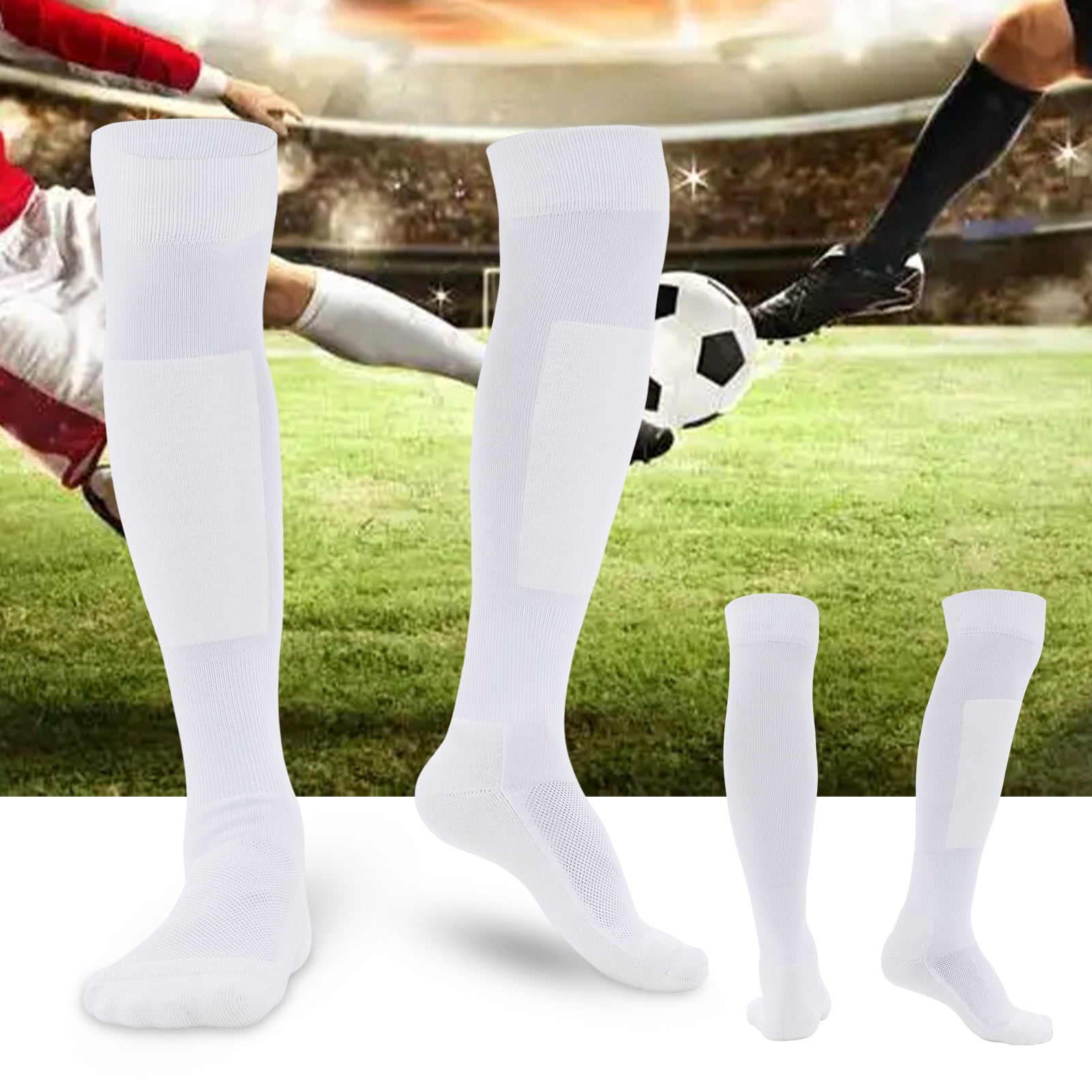1 Pair Sports Socks Knee High Stretchy Moisture Wicking Terry Non-slip Foot Protection Thickened ...