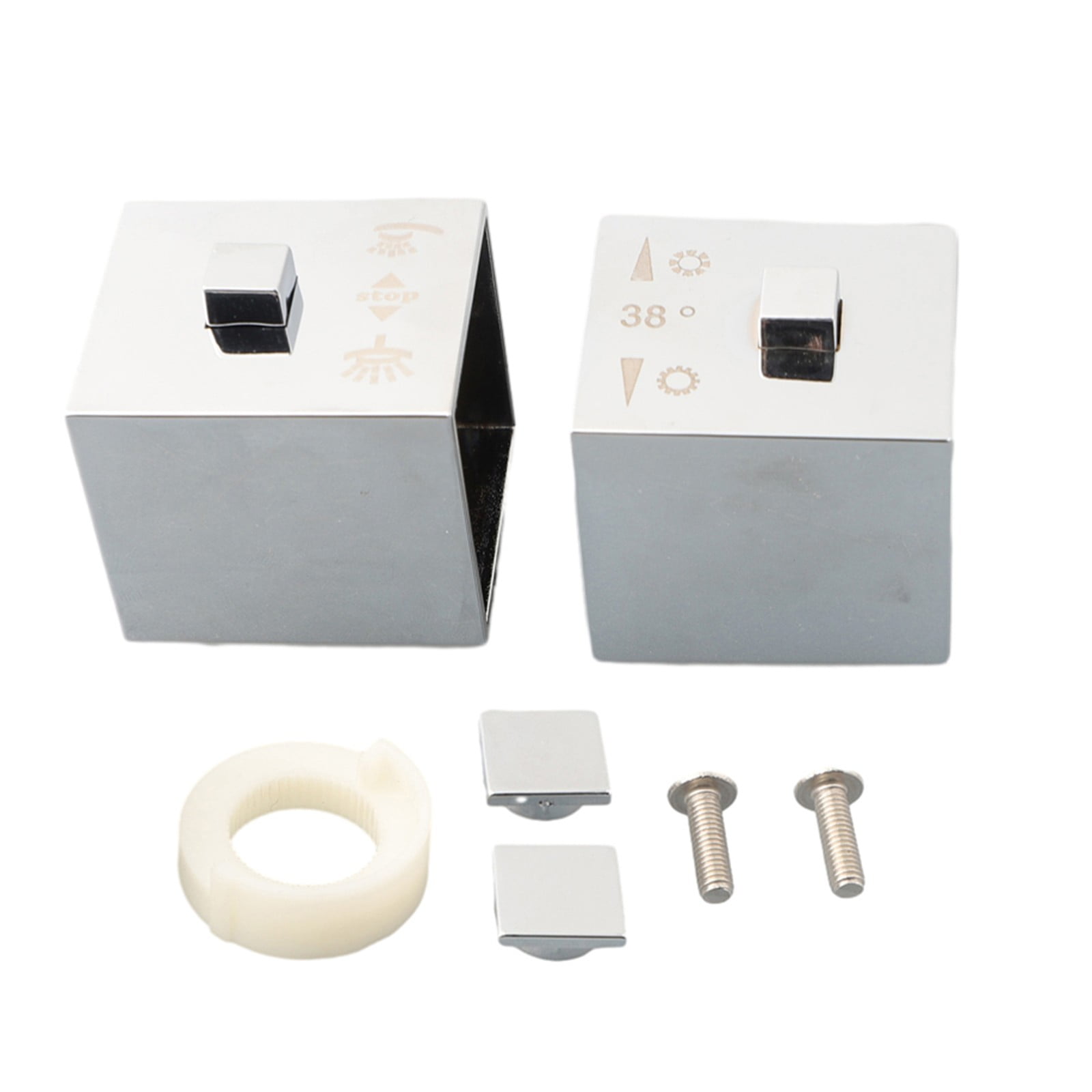 1 Pair Square Shower Temperature Control Handle Knob Chrome ...