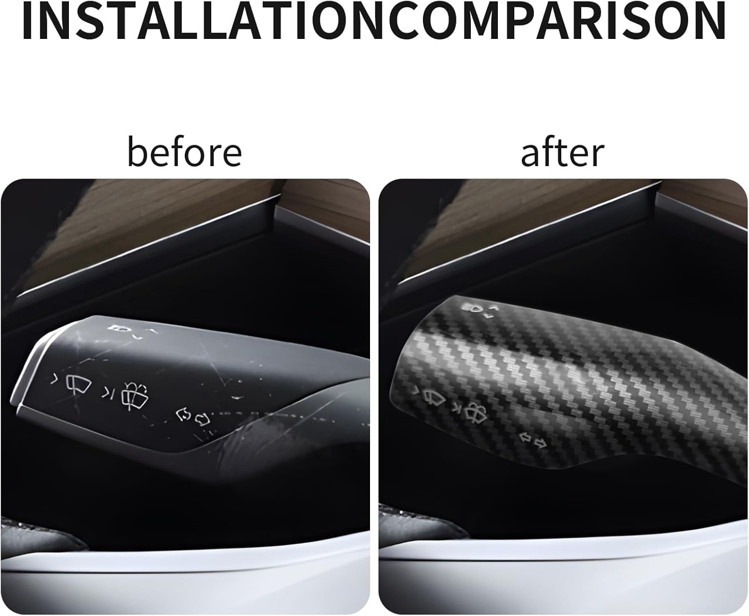 1 Pair Steering Gear Lever Covers, Carbon Fiber Pattern Shift Lever ...