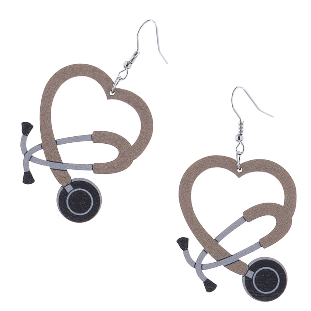 1 Pair Stylish Heart Earrings Nurses Earrings Lightweight Stethoscope ...