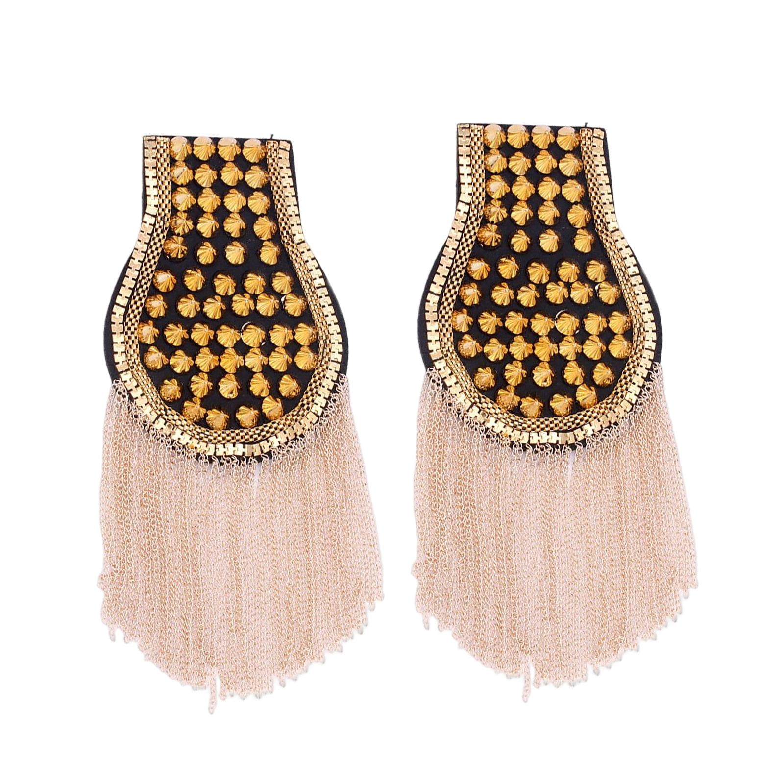 1 Pair Tassel Link Chain Epaulet Decorative Shoulder Brooch Boards ...