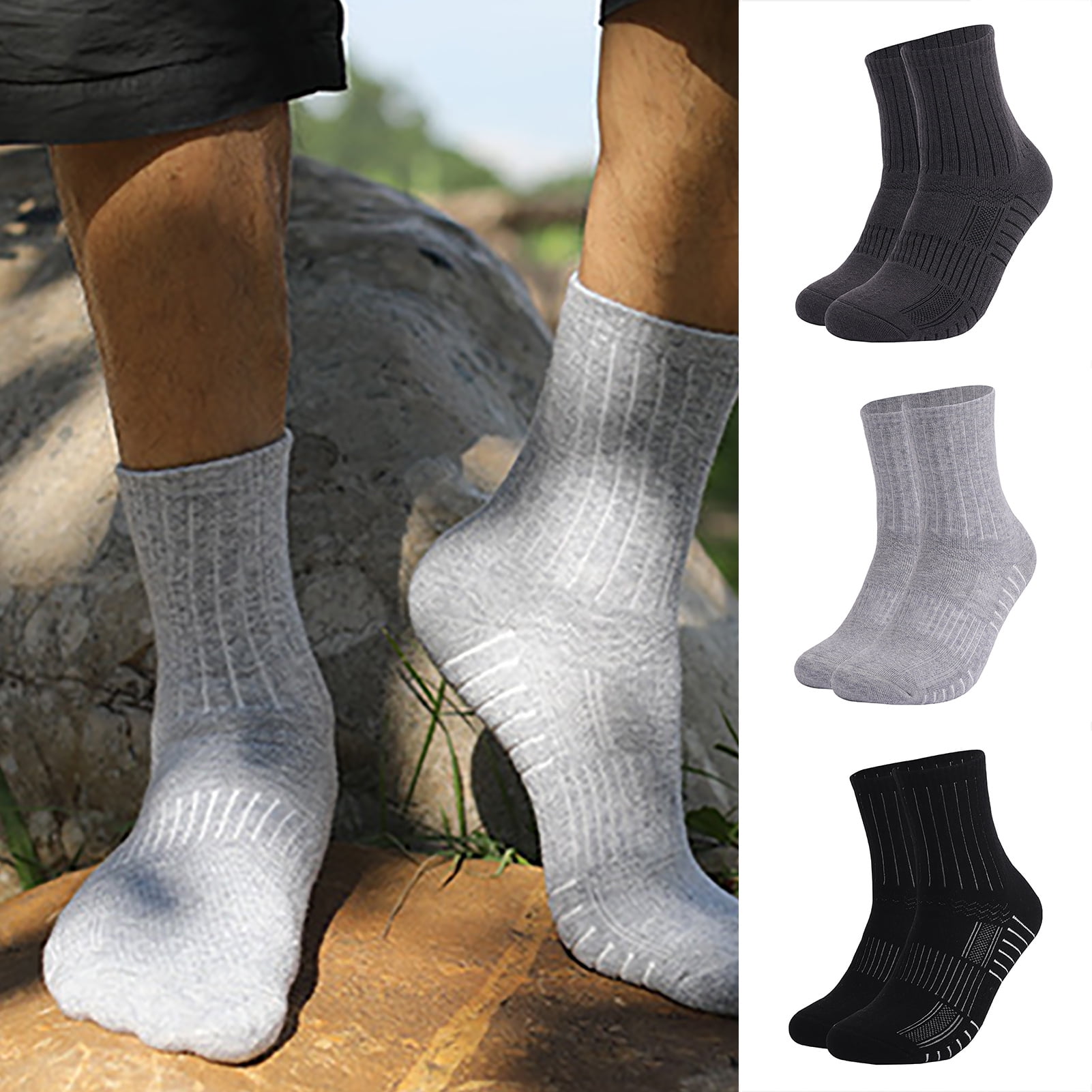 1 Pair Thermal Wool Socks Non-Slip Cuff Wear Resistant Breathable ...