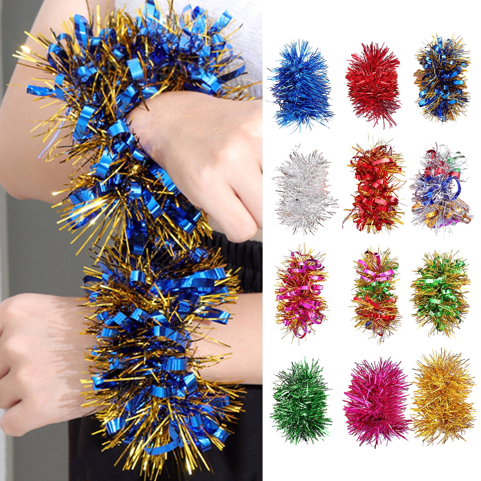 1 Pair Tinsel Bracelet Colorful Elastic Band Adults Kids Universal ...