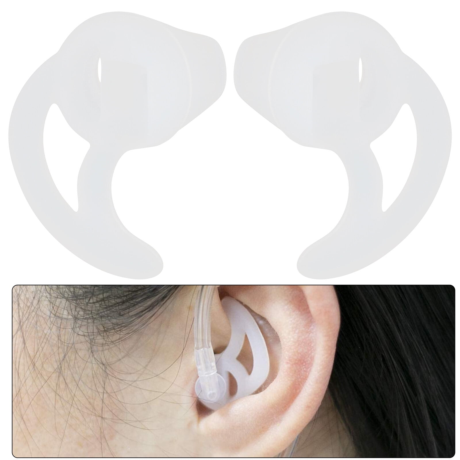 1 Pair Two Way Radio Ear Mold Replacement Fin Shaped Silicone Ear ...